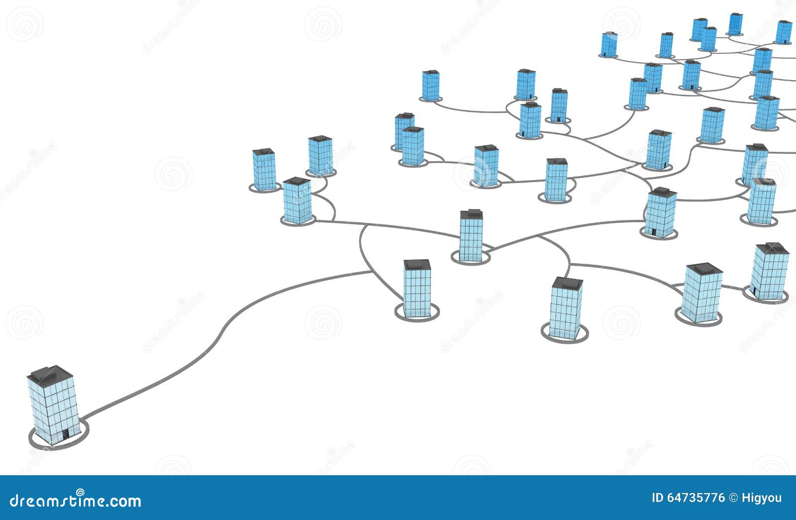 Linked Office Buildings stock illustration. Illustration of group ...