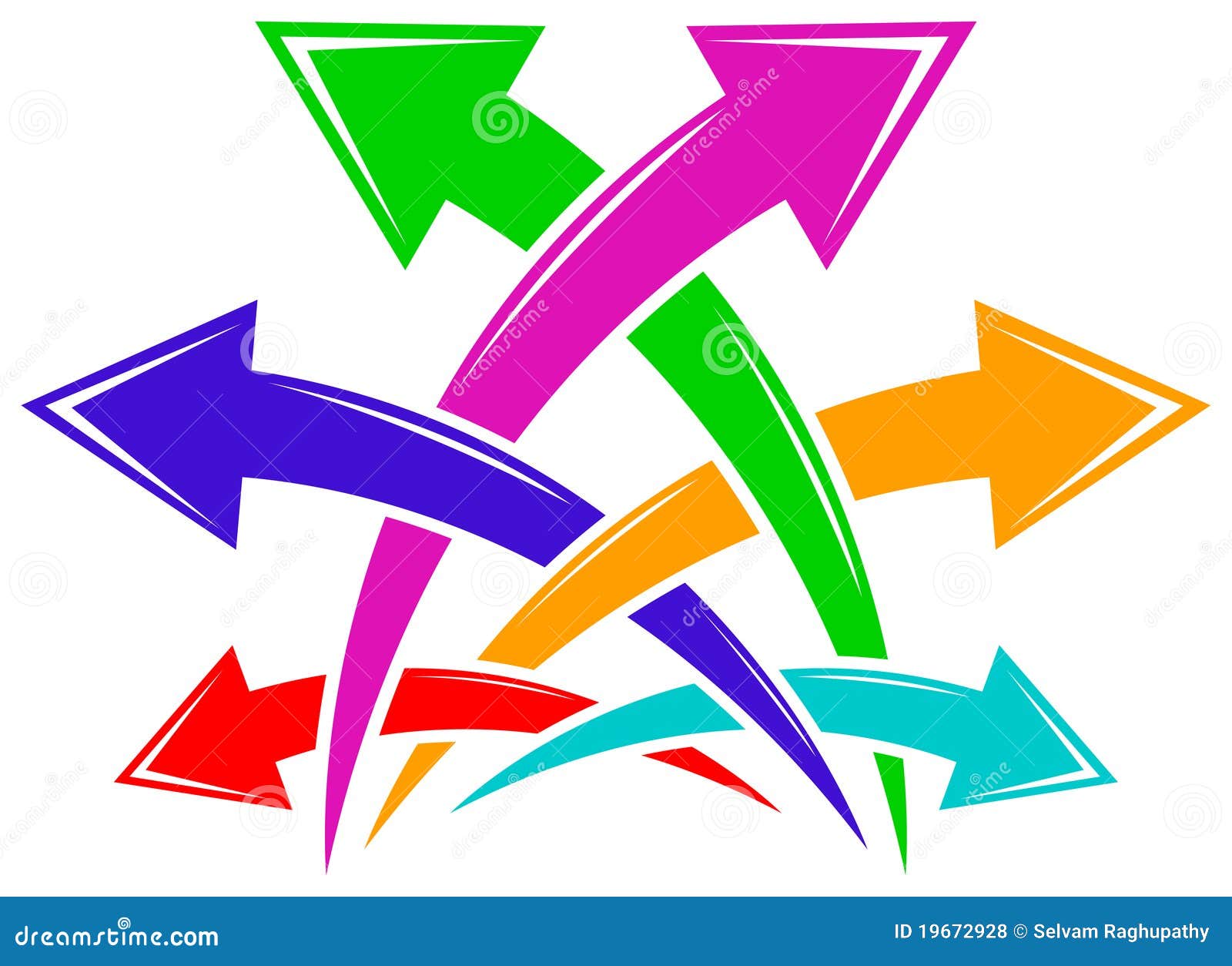 Linked six arrows stock vector. Illustration of travel - 19672928