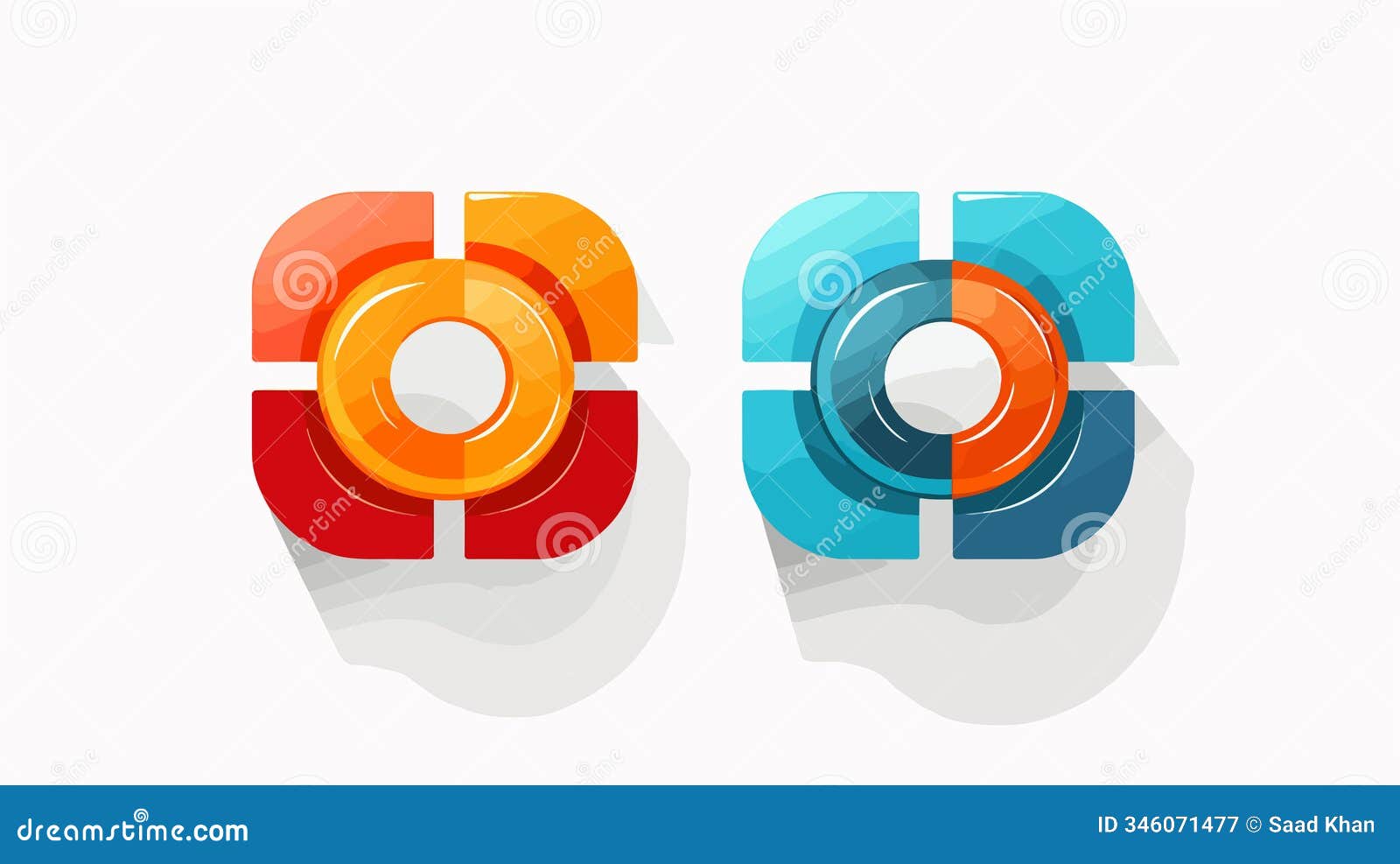 Linked Square and Round Symbol Design Vector Cartoon Stock Illustration ...