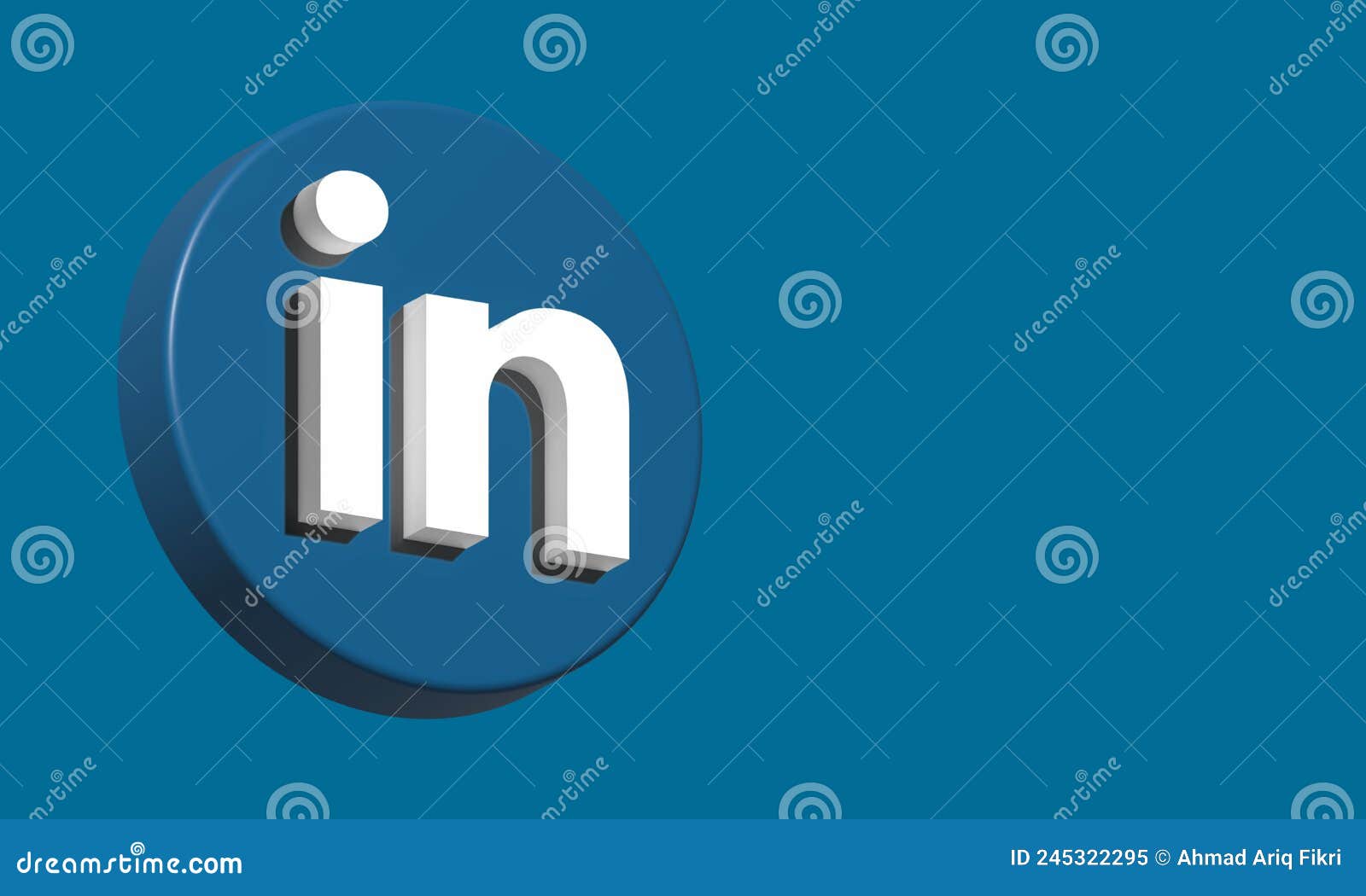 LinkedIn Circle Button Icon 3D. Elegant Template Blank Space Editorial ...