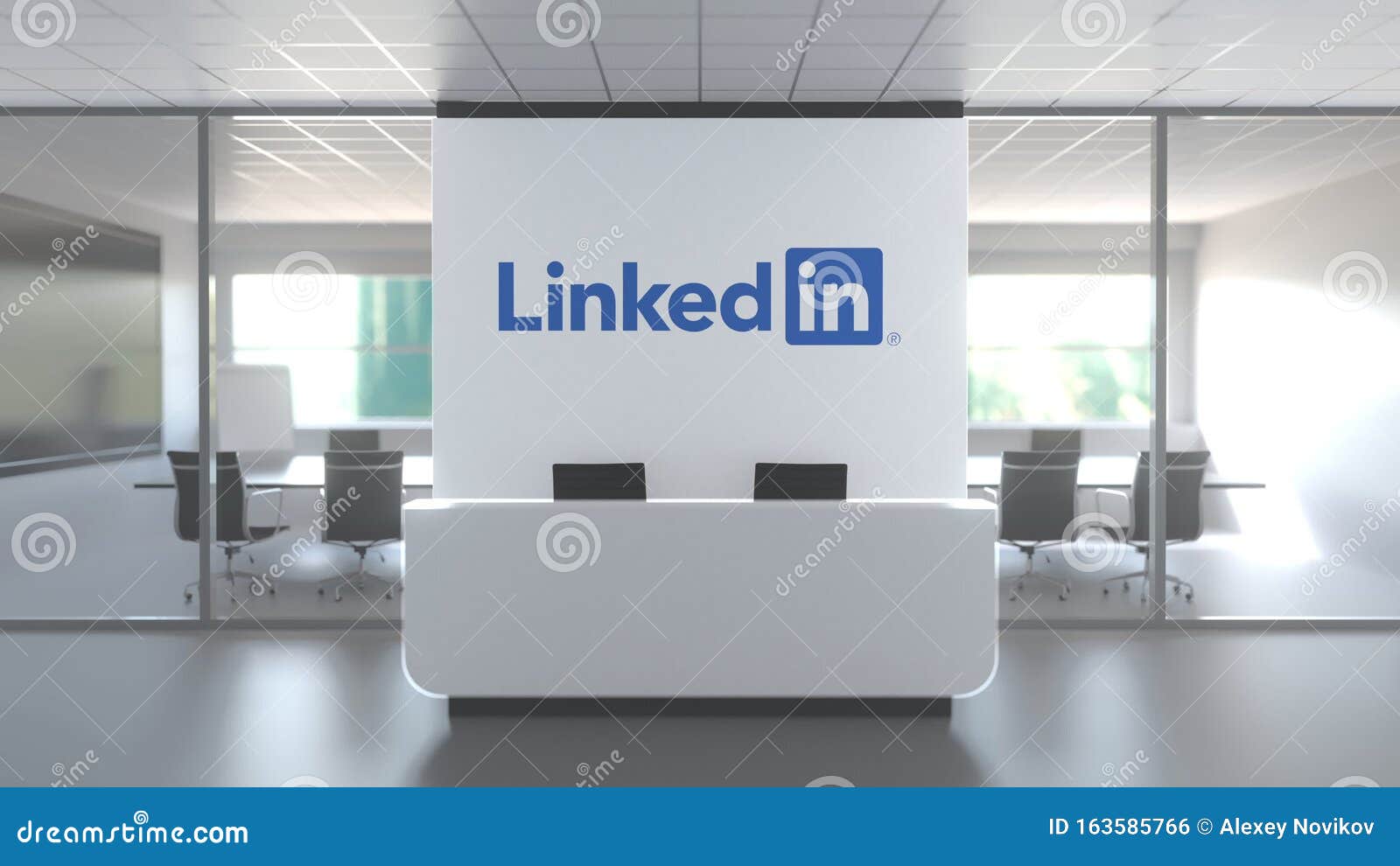 LINKEDIN Logo Above Reception Desk in the Modern Office, Editorial ...