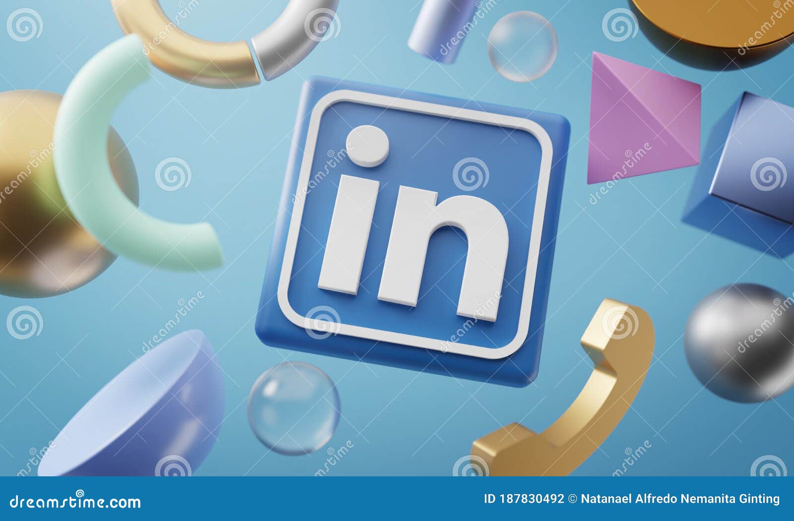 LinkedIn Logo Around 3D Rendering Abstract Shape Background Editorial ...