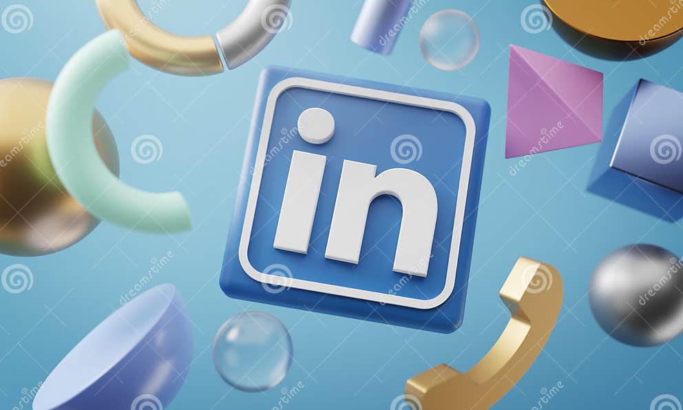 LinkedIn Logo Around 3D Rendering Abstract Shape Background Editorial ...