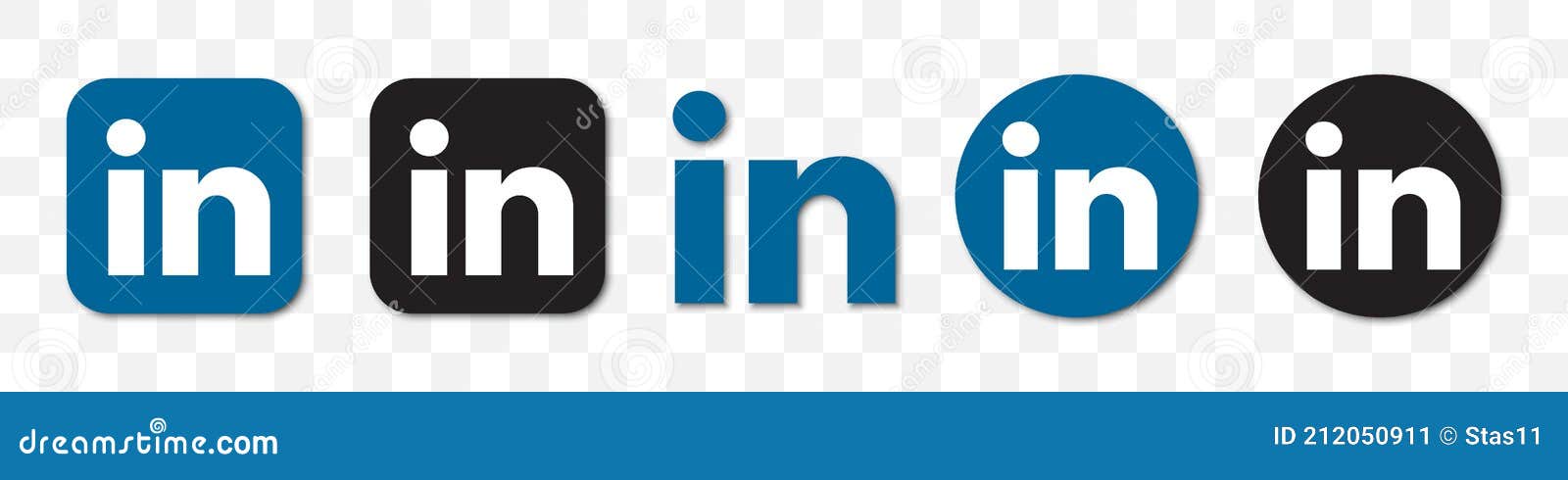 Linkedin Logo Collection. Set of Different Linkedin Icons with Shadow ...