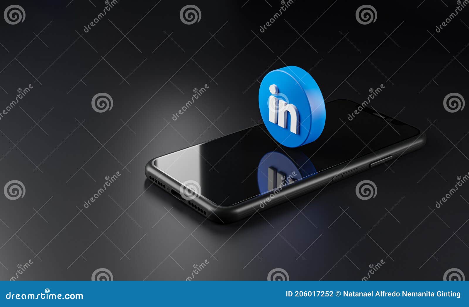 LinkedIn Logo Icon on Top of Smartphone 3D Dark Background Editorial ...