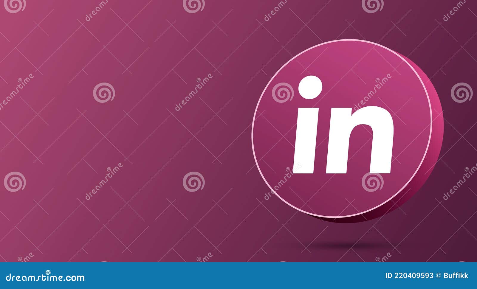 Linkedin Logo Minimal Design on the Round Button 3d Render. Social ...