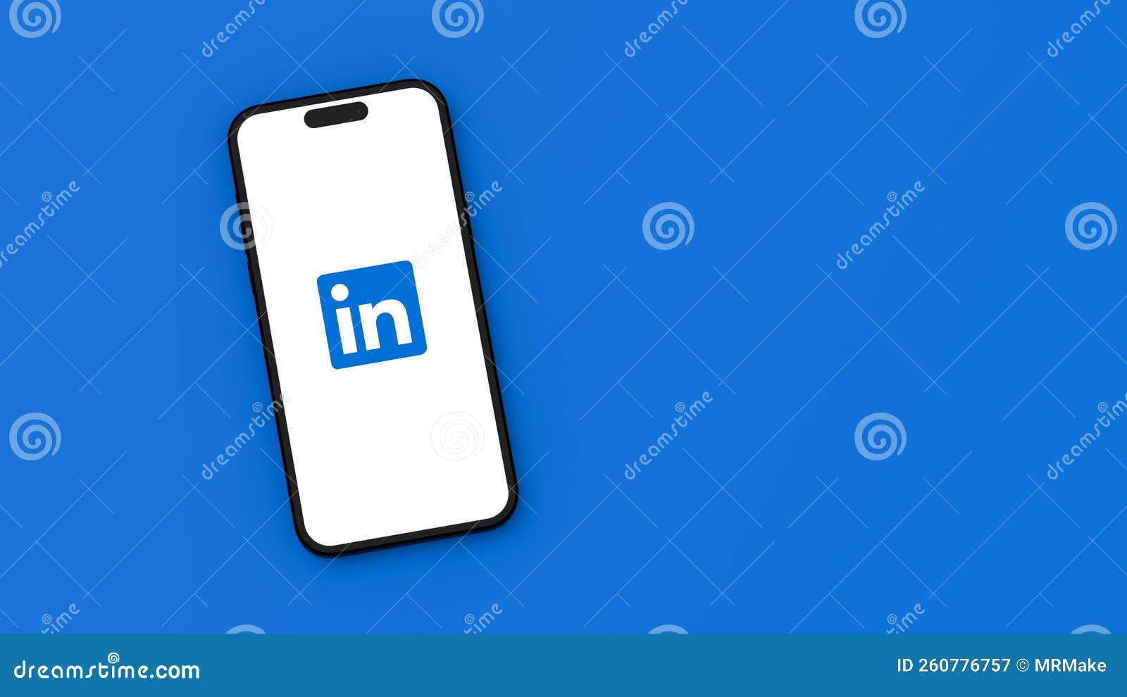Linkedin Logo on Mobile Phone Screen on Blue Background with Copy Space ...