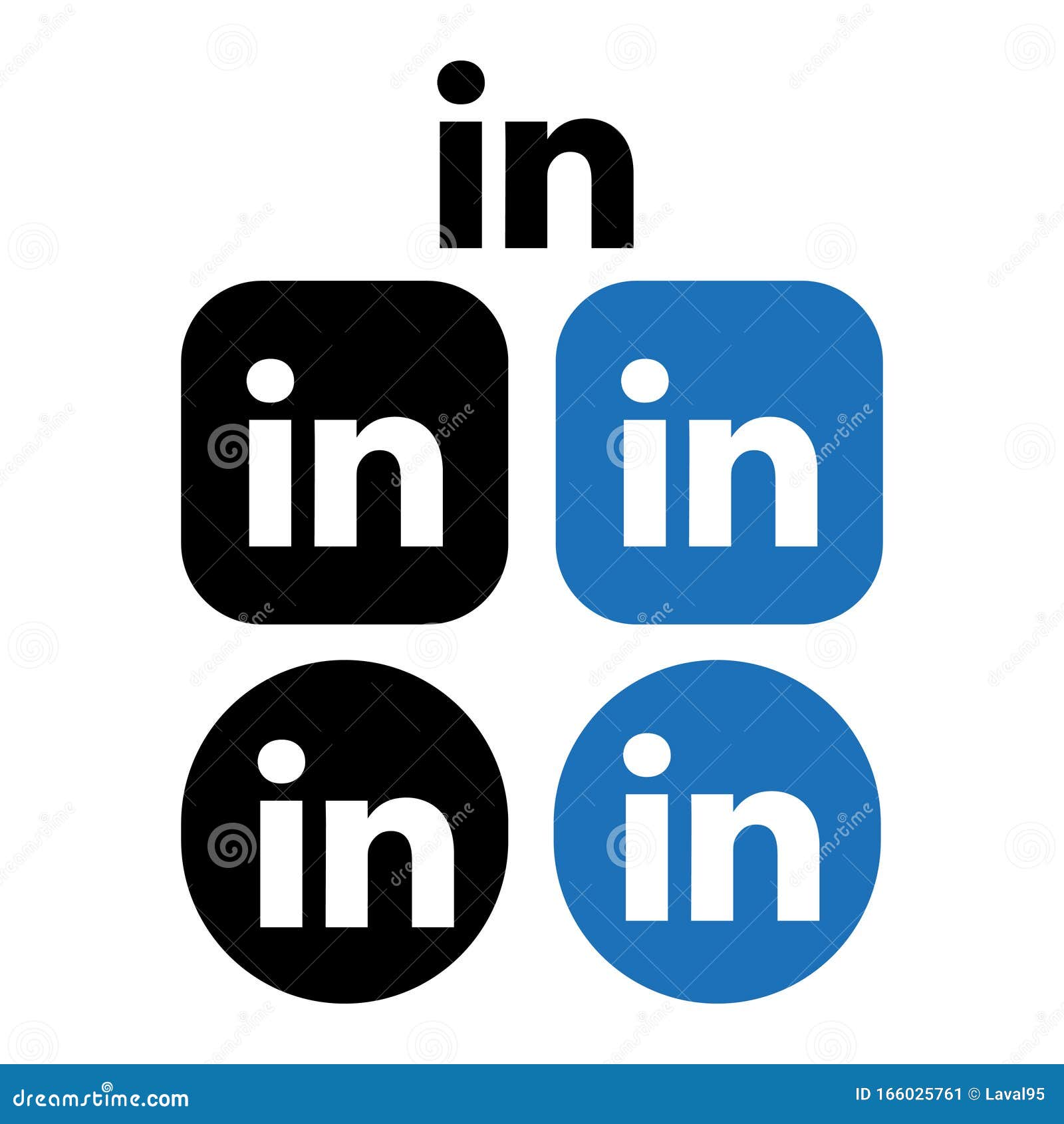 The Linkedin Logo is Shown in Various Square and Circle Shapes on a ...