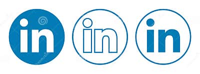 LinkedIn Round Icon Vector Isolated on White Editorial Photography ...