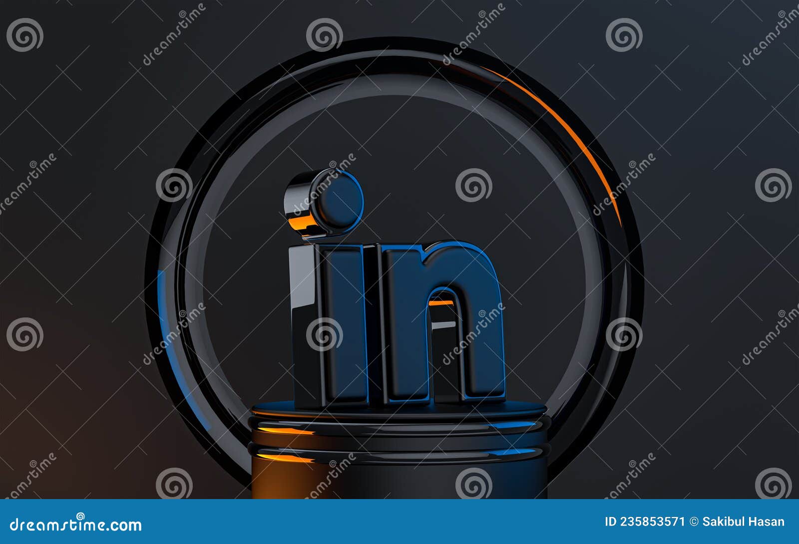 Linkedin Sign 3d Rendering Icon Stand on Podium Editorial Photo ...
