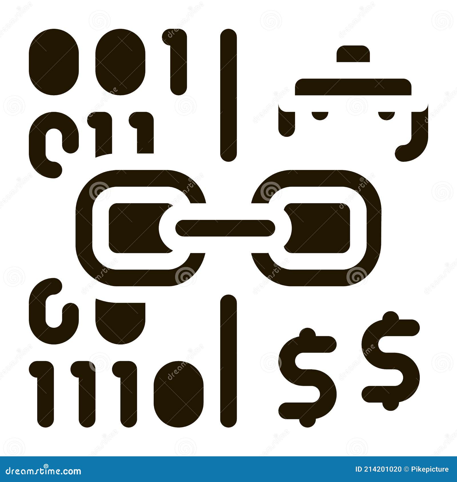 Linking Binary Code To Money Neon Glow Icon Illustration Cartoon Vector ...