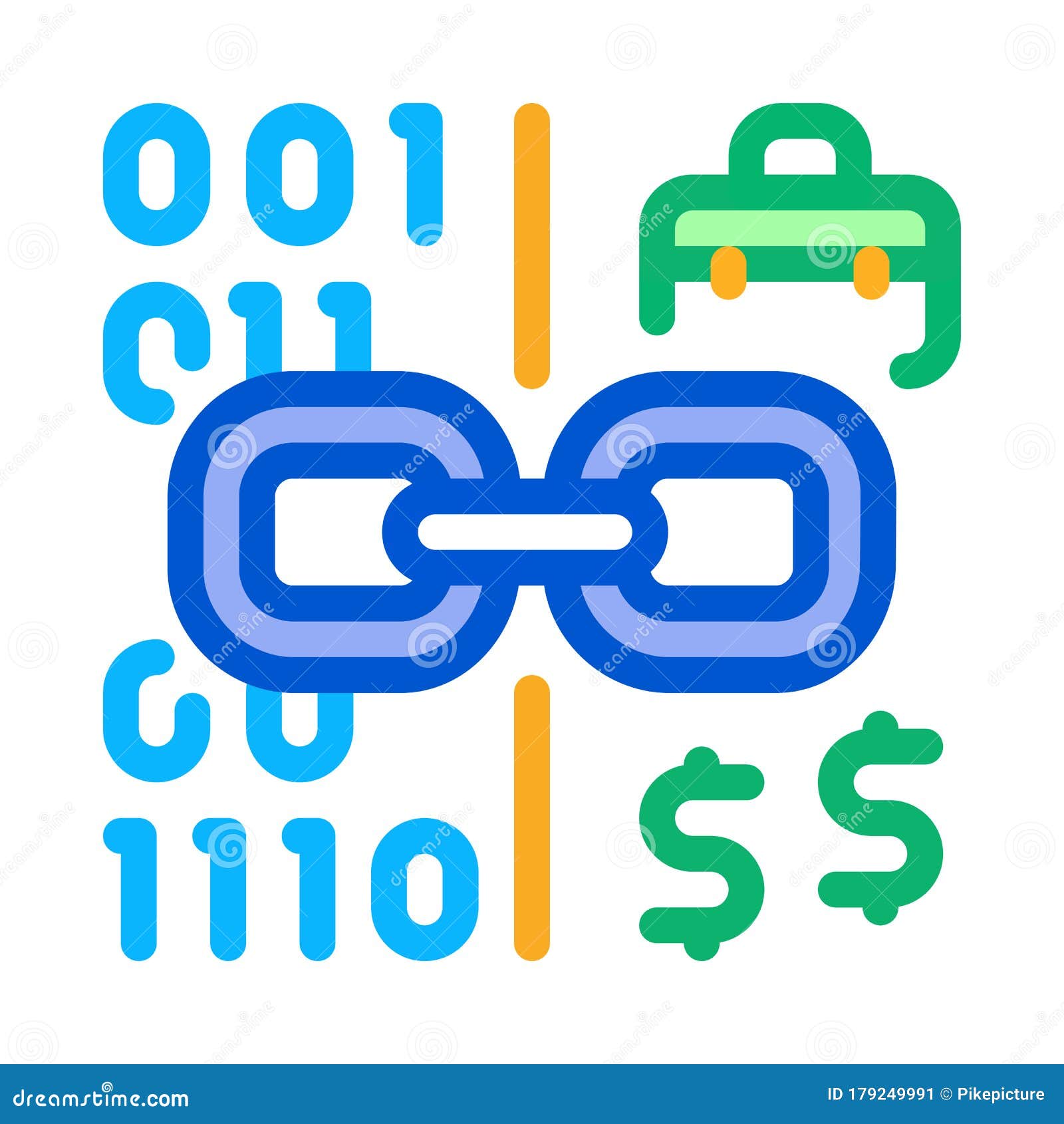 Linking Binary Code To Money Neon Glow Icon Illustration Cartoon Vector ...