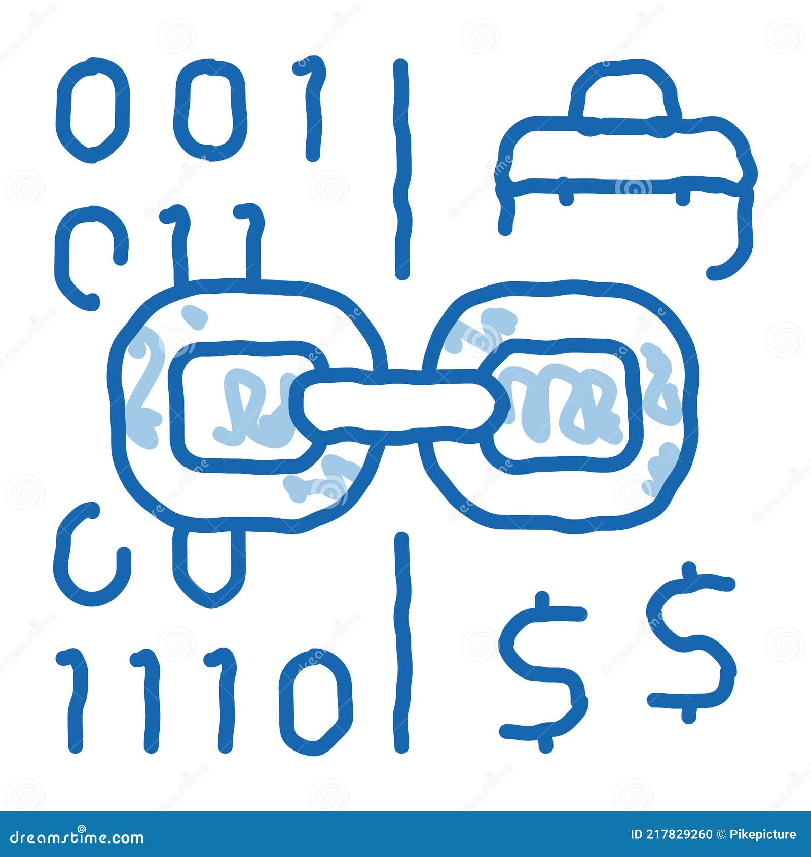 Linking Binary Code To Money Doodle Icon Hand Drawn Illustration Stock ...