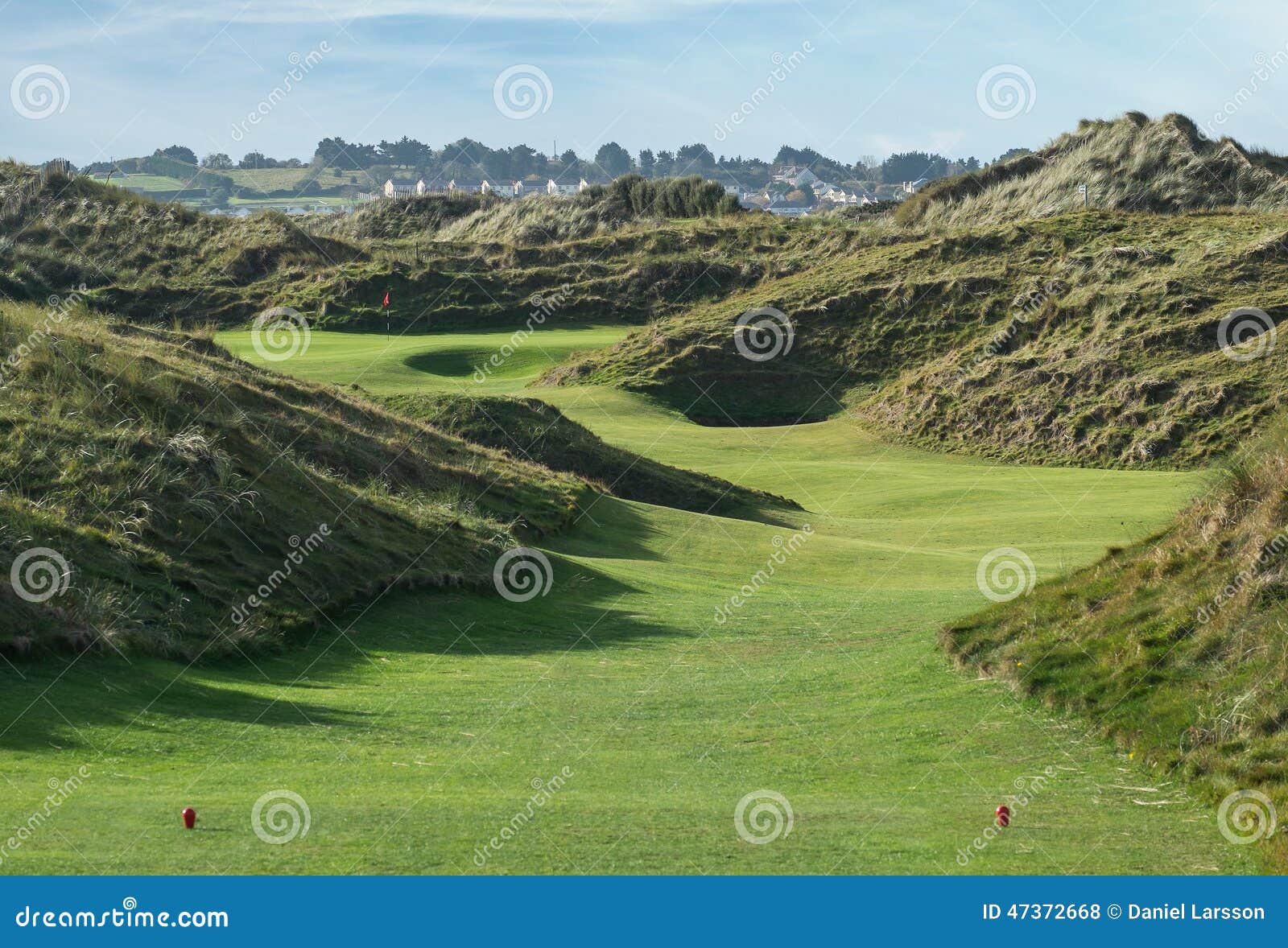 Links Golf Hole with Large Sand Dunes Stock Photo - Image of bunker ...