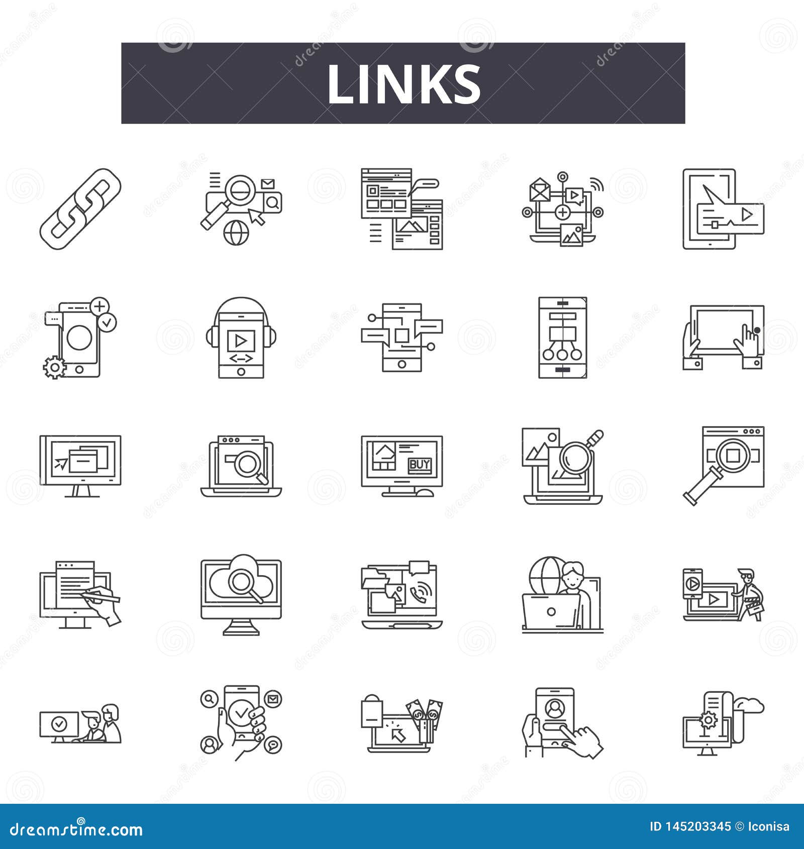Links Line Icons, Signs, Vector Set, Outline Illustration Concept Stock ...