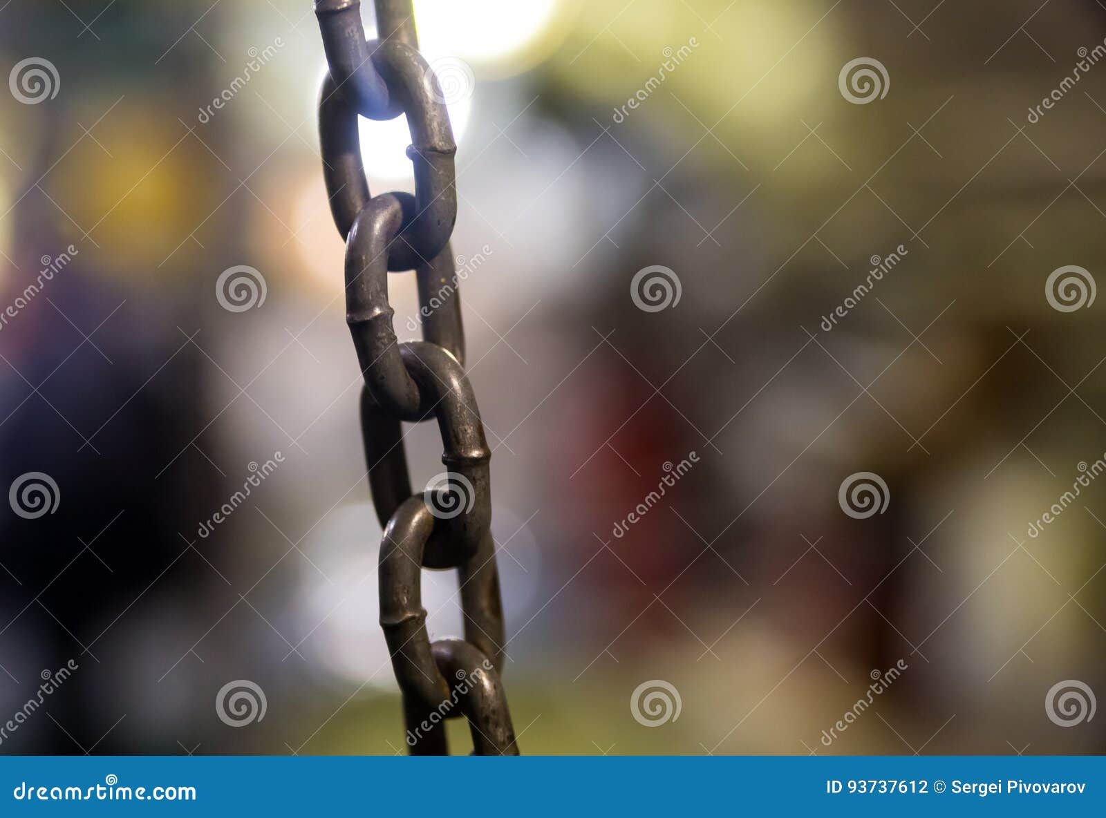 Links of a Metal Cast Iron Chain Stretched Close-up Stock Photo - Image ...