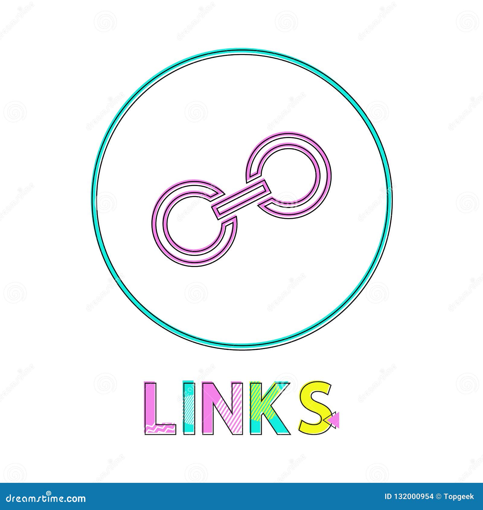 Links Round Linear Icon with Small Chain Segment Stock Vector ...
