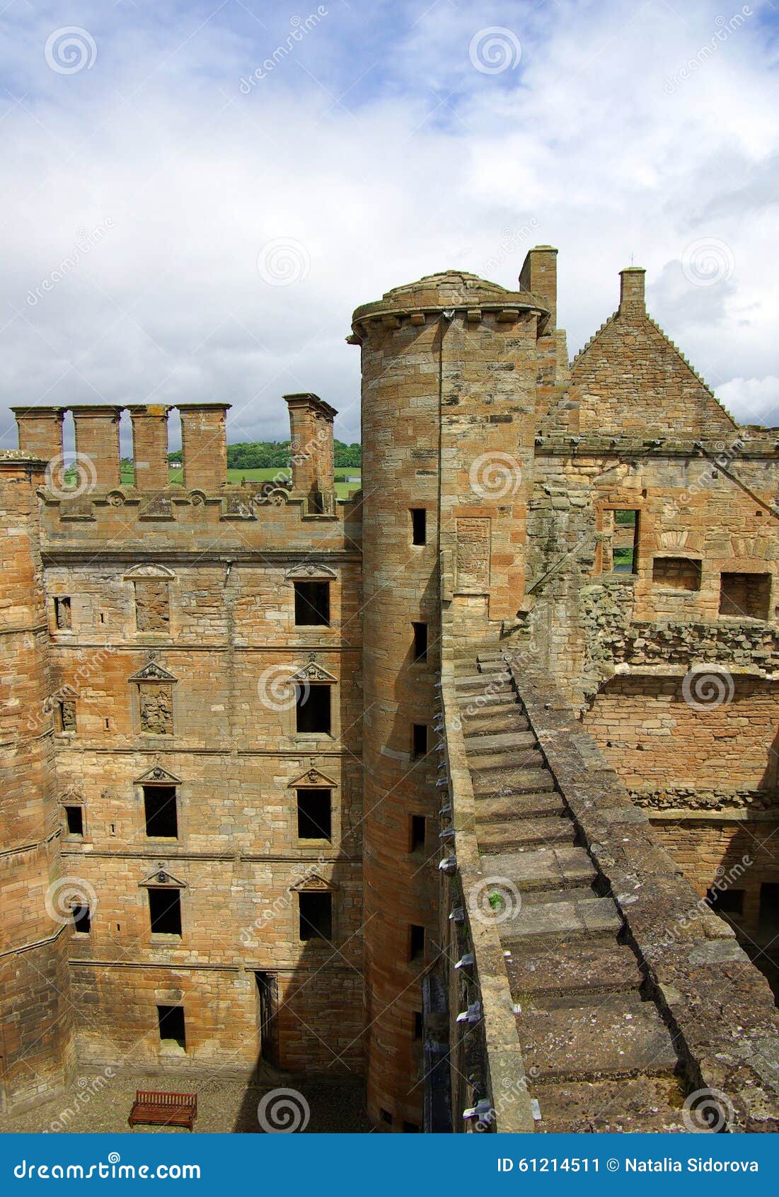 LINLITHGOW , SCOTLAND - June, 2013: Top View from the Wall of Li ...