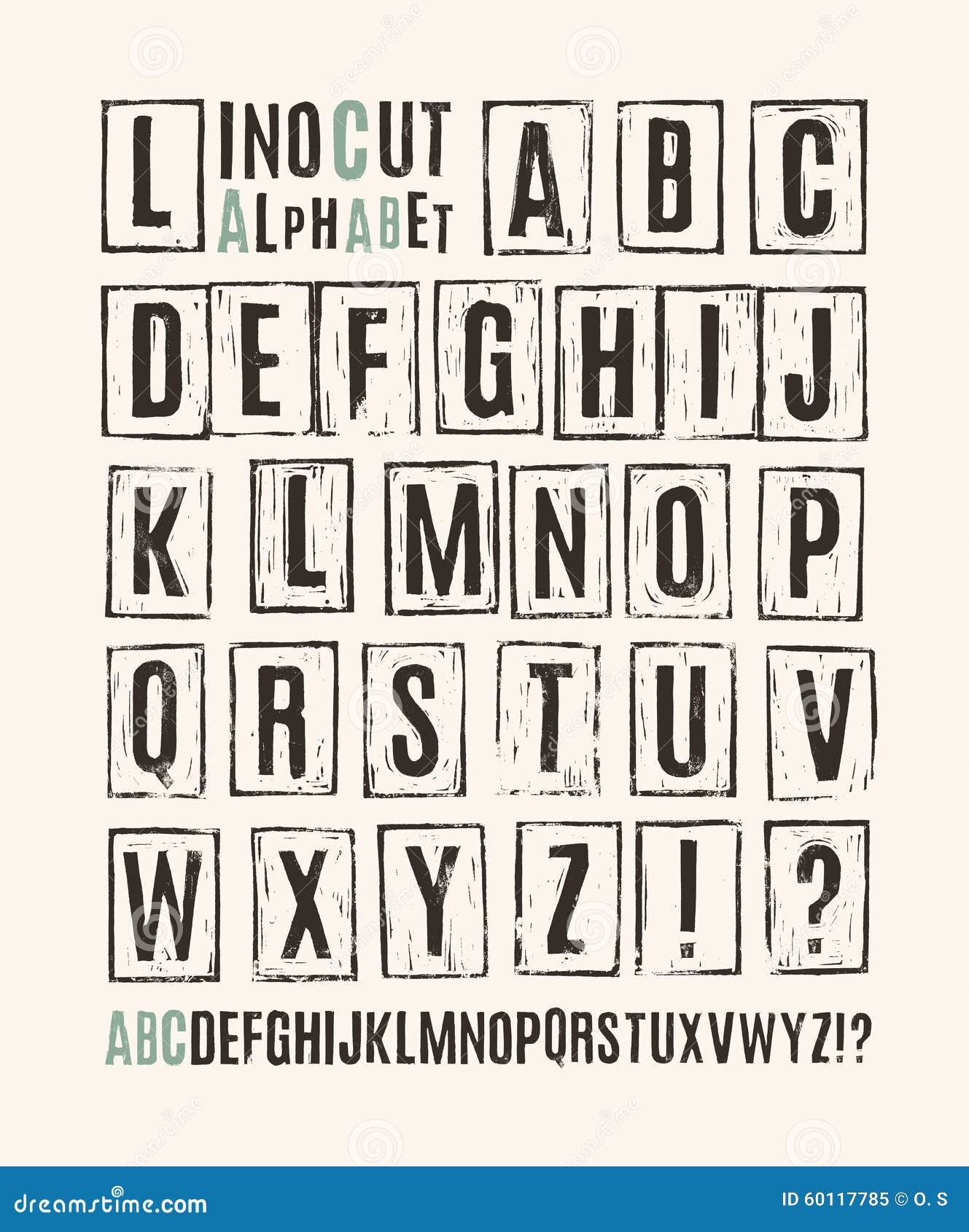 Lino cut alphabet stock vector. Illustration of typography - 60117785