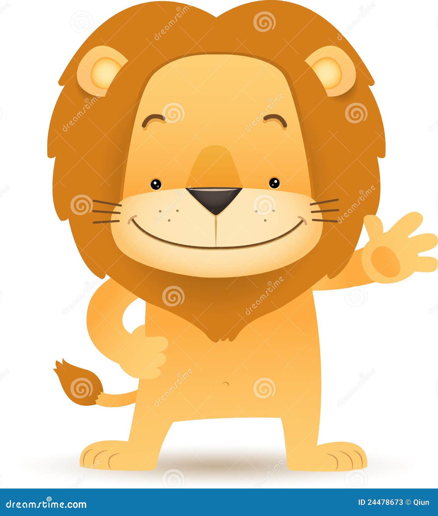 Lino the Lion Standing Waving Hand Stock Vector - Illustration of brown ...