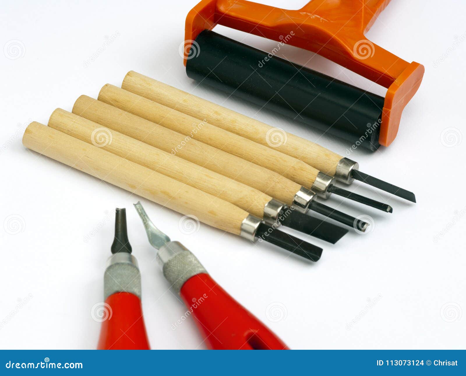 Linocut Materials and Tools Stock Photo - Image of people, white: 113073124