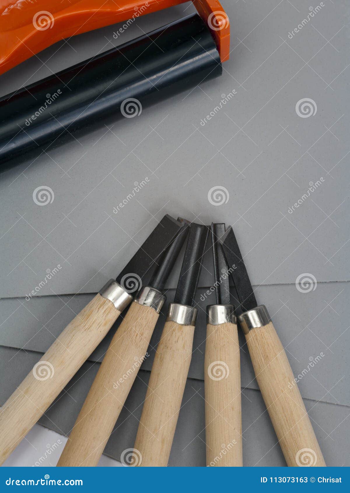 Linocut Materials and Tools Stock Image - Image of plain, artists ...