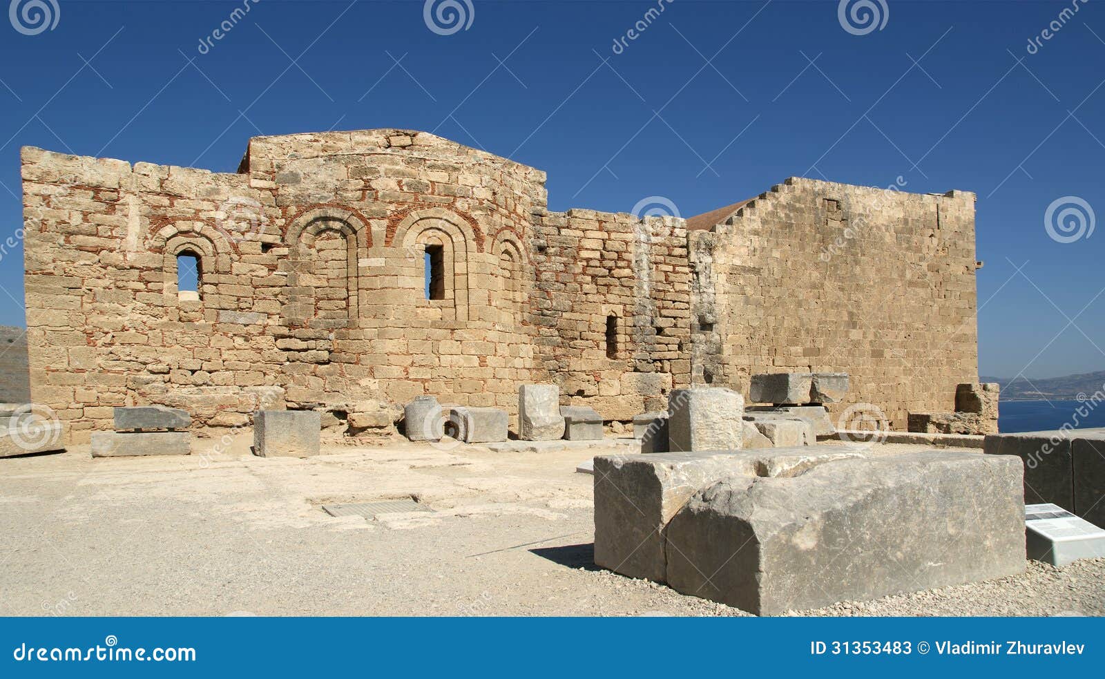 Linods Acropolis on Rhodos Ancient Archeological Site, Greece Stock ...