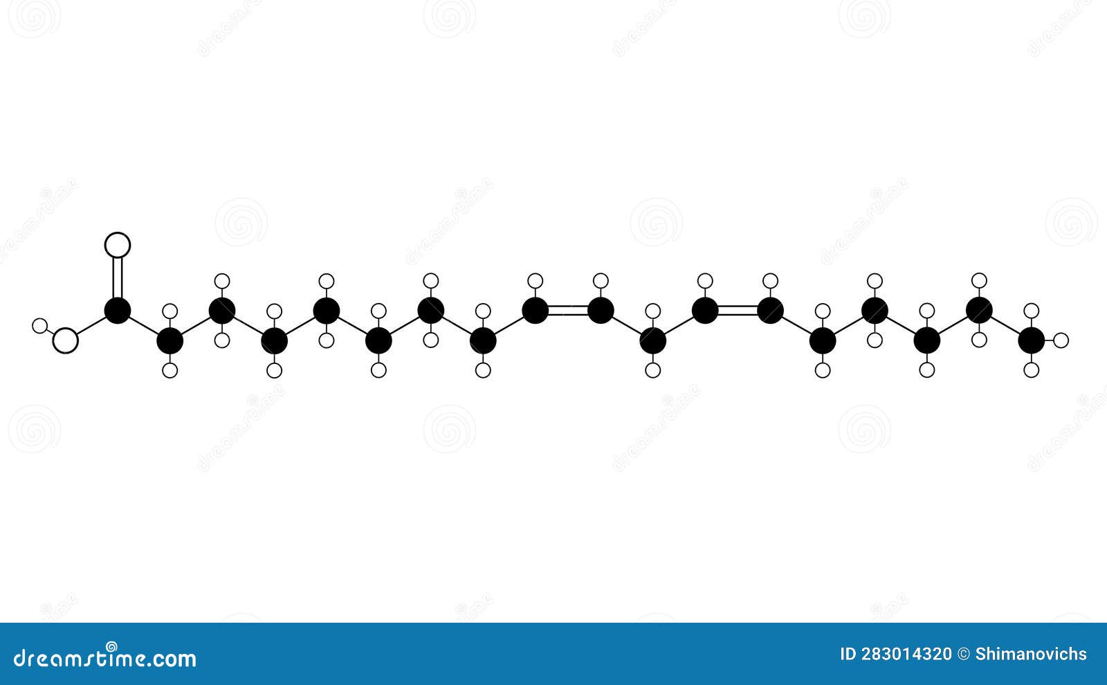 Linoleic Acid Molecule, Structural Chemical Formula, Ball-and-stick ...