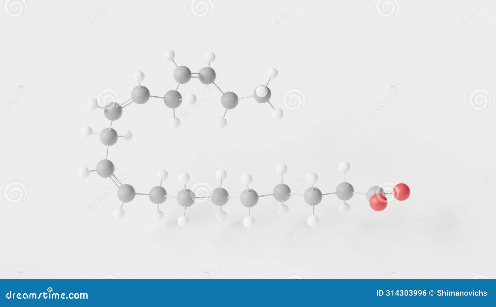 A-linolenic Acid Molecule 3d, Molecular Structure, Ball and Stick Model ...