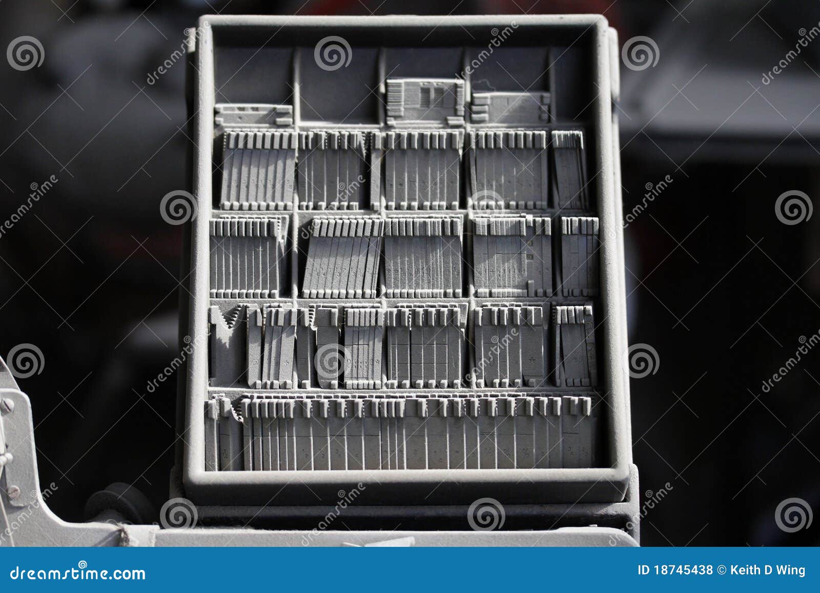Linotype Matrices stock photo. Image of retro, holder - 18745438