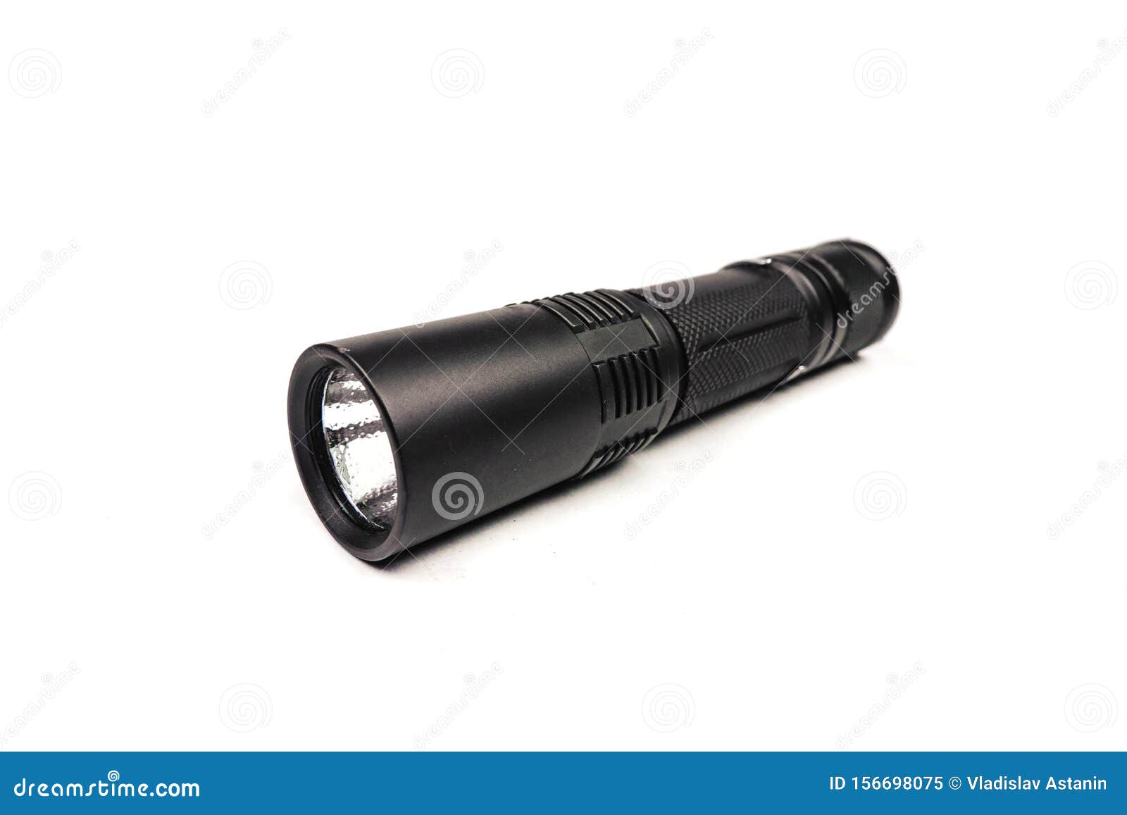 Linterna Larga Negra Aislada En Fondo Blanco Imagen de archivo - Imagen ...