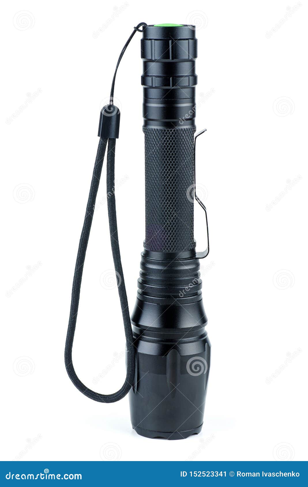 Linterna LED Negra Aislada En Blanco Imagen de archivo - Imagen de mano ...