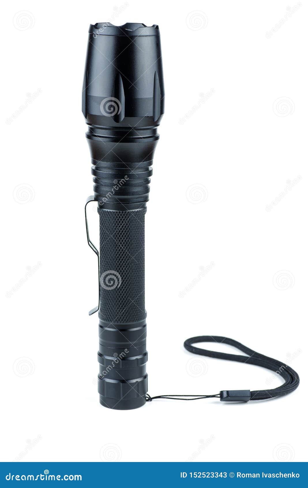 Linterna LED Negra Aislada En Blanco Imagen de archivo - Imagen de ...