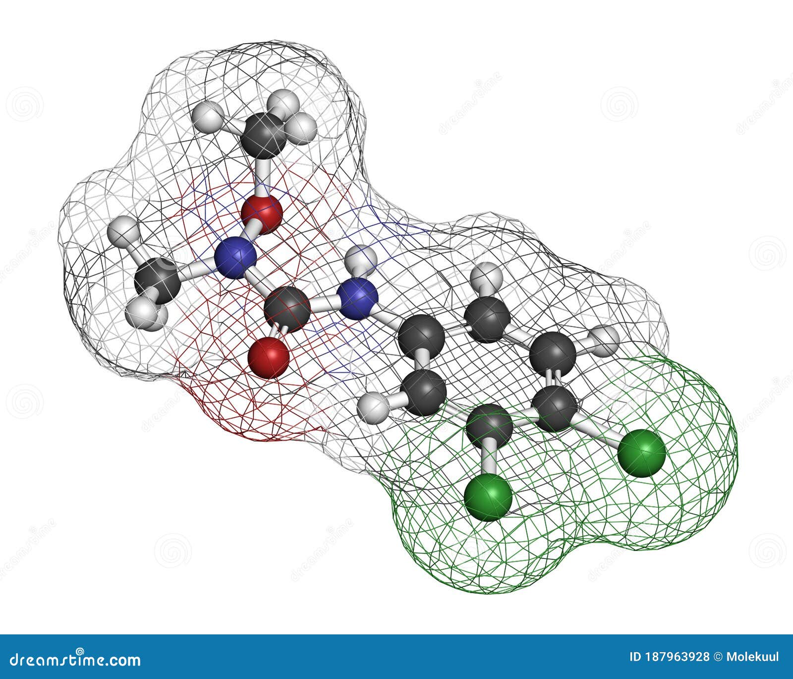 Linuron Herbicide Molecule. 3D Rendering. Atoms are Represented As ...