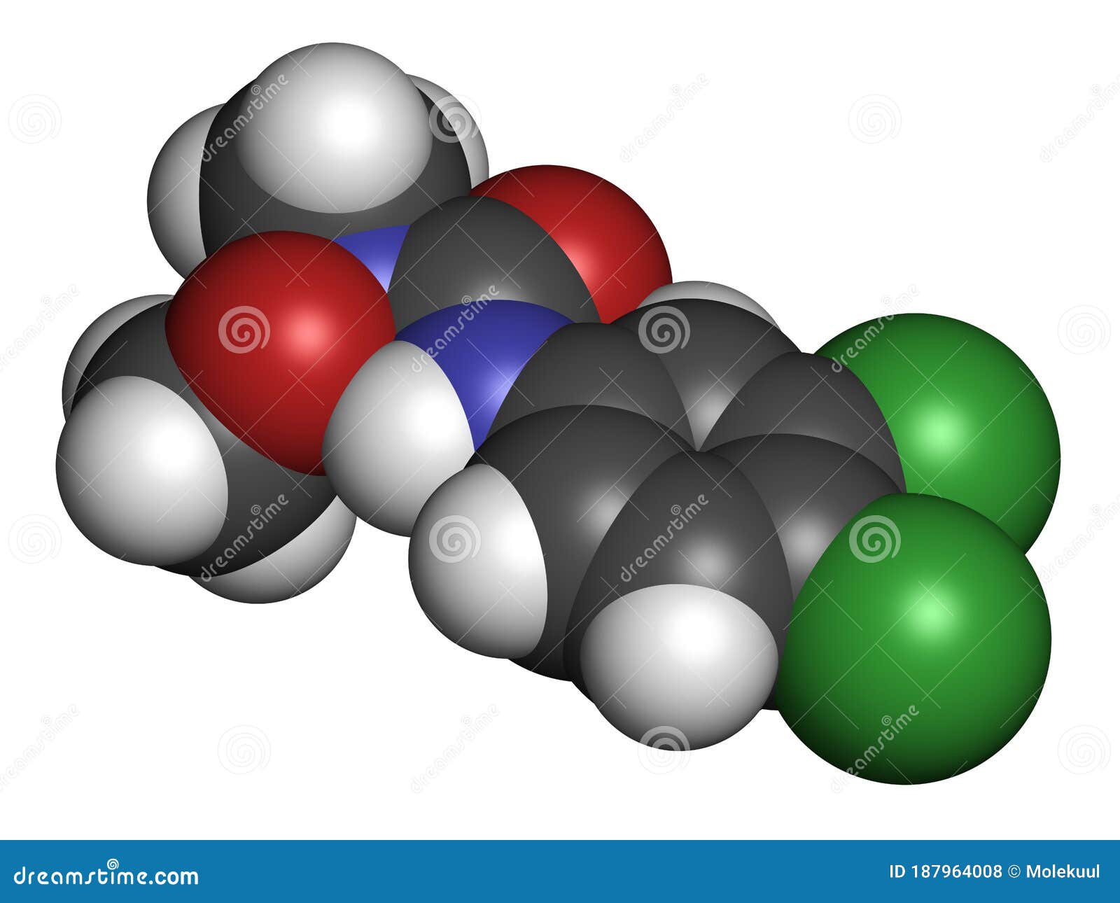 Linuron Herbicide Molecule. 3D Rendering. Atoms are Represented As ...