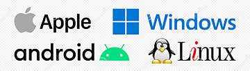 Set of Operating System Logo: Linux, Android, Mac Os, Windows, Vector ...