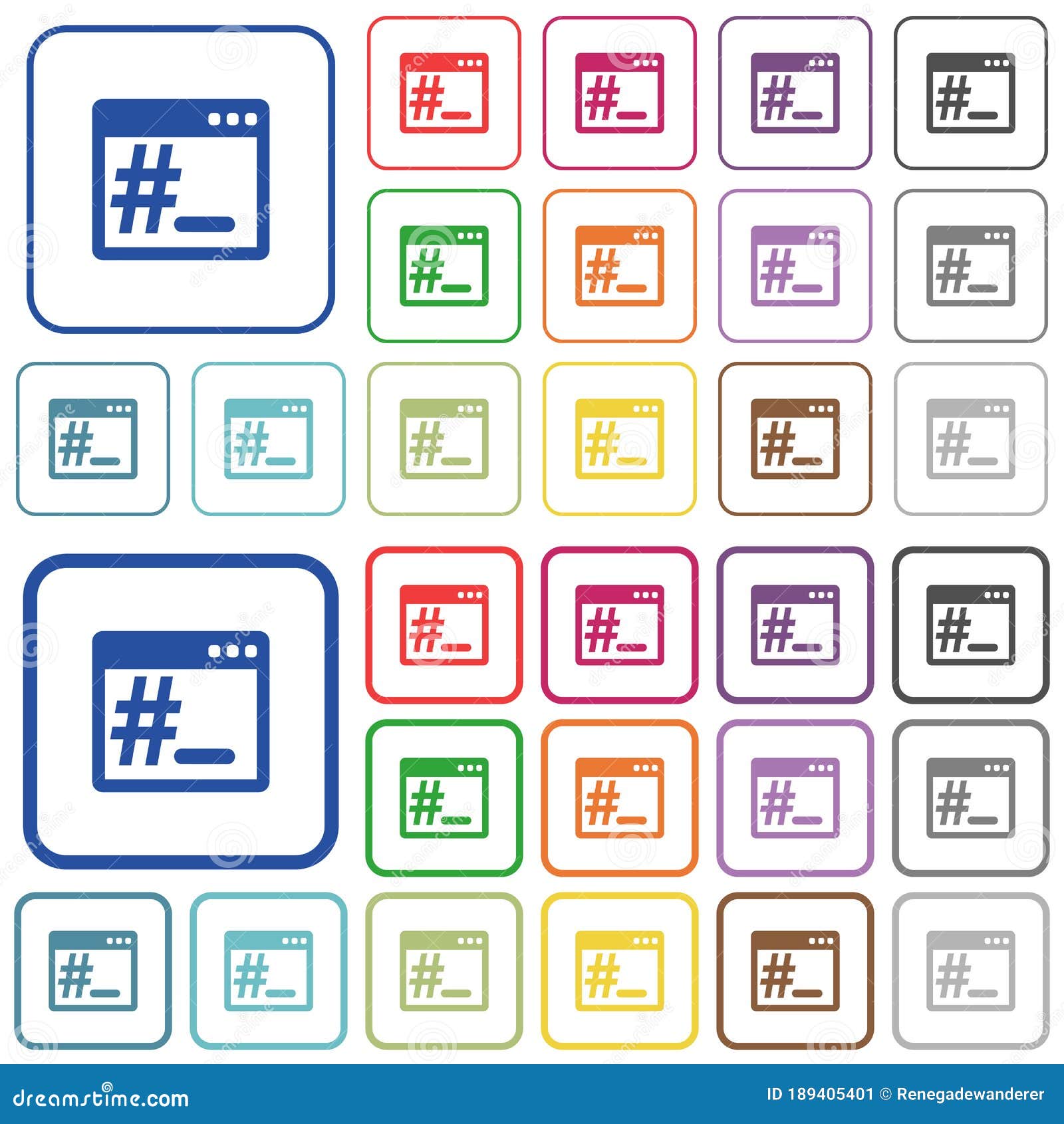Linux Root Terminal Outlined Flat Color Icons Stock Vector ...