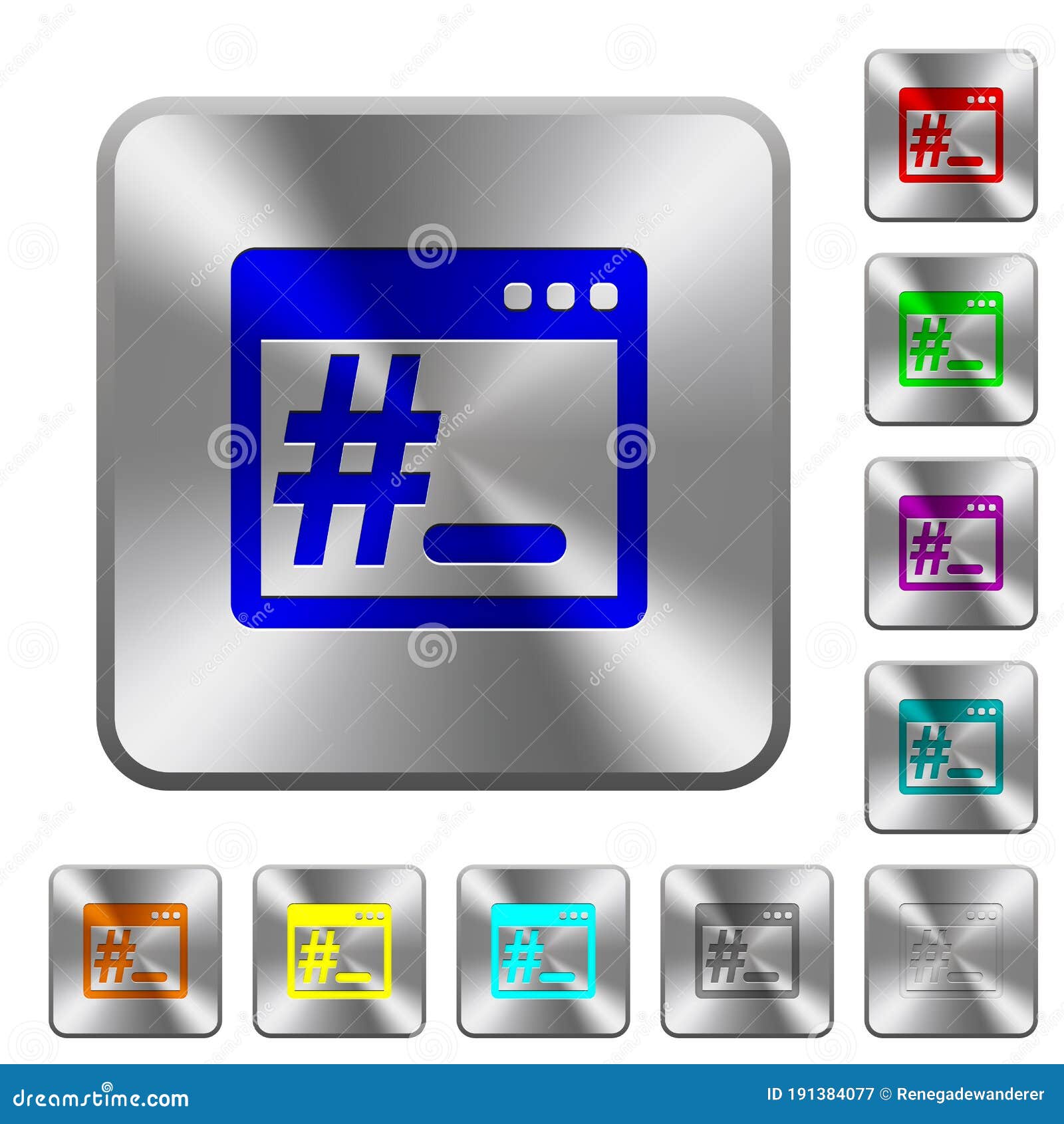 Linux Root Terminal Rounded Square Steel Buttons Stock Vector ...