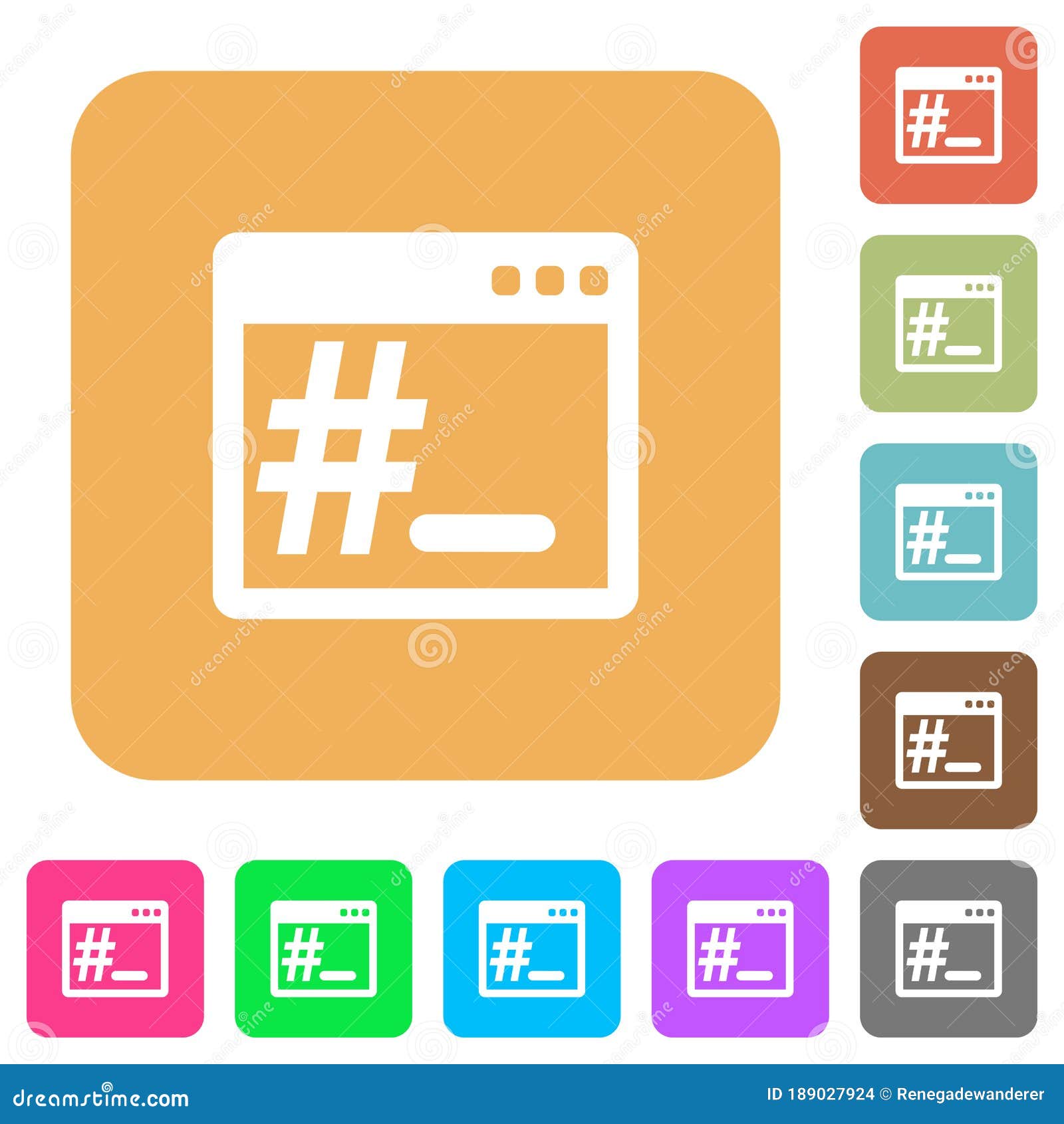 Linux Root Terminal Rounded Square Flat Icons Stock Vector ...