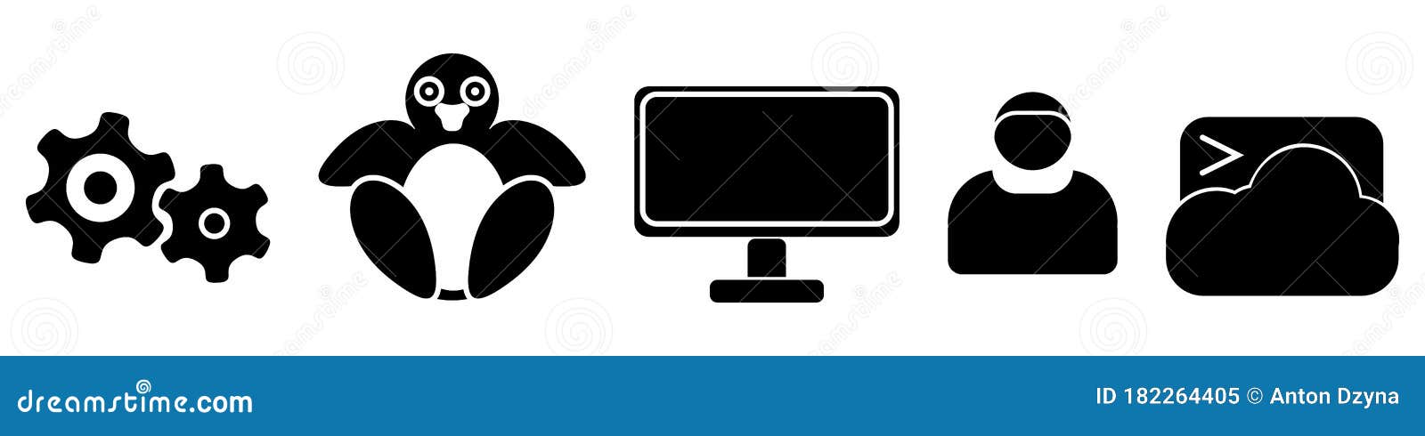 Linux System Flat Icons. Simple Flat Style Vector Stock Vector ...