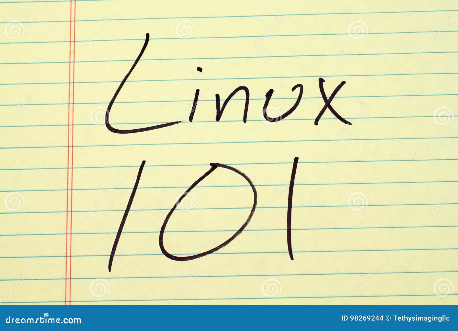 Linux 101 on a Yellow Legal Pad Stock Photo - Image of college ...