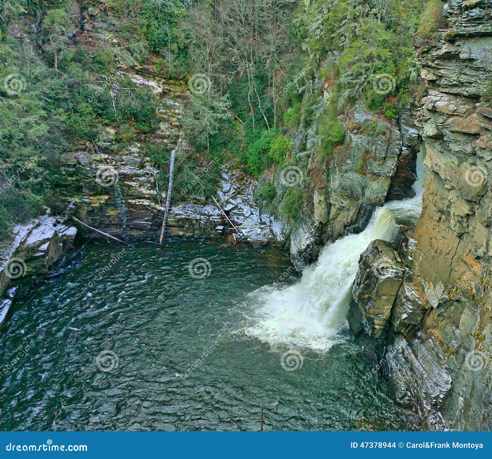 Linville Falls Basin stock photo. Image of waterfall - 47378944