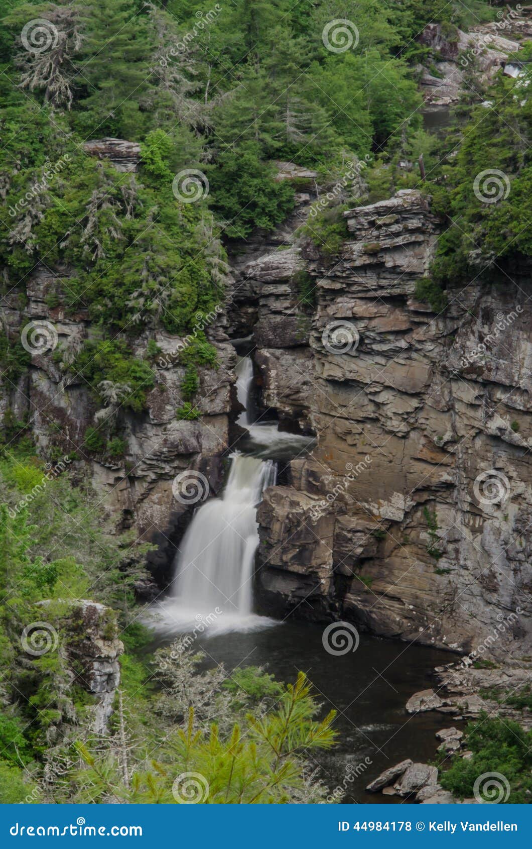 Linville Falls from Overlook Stock Photo - Image of season, nature ...