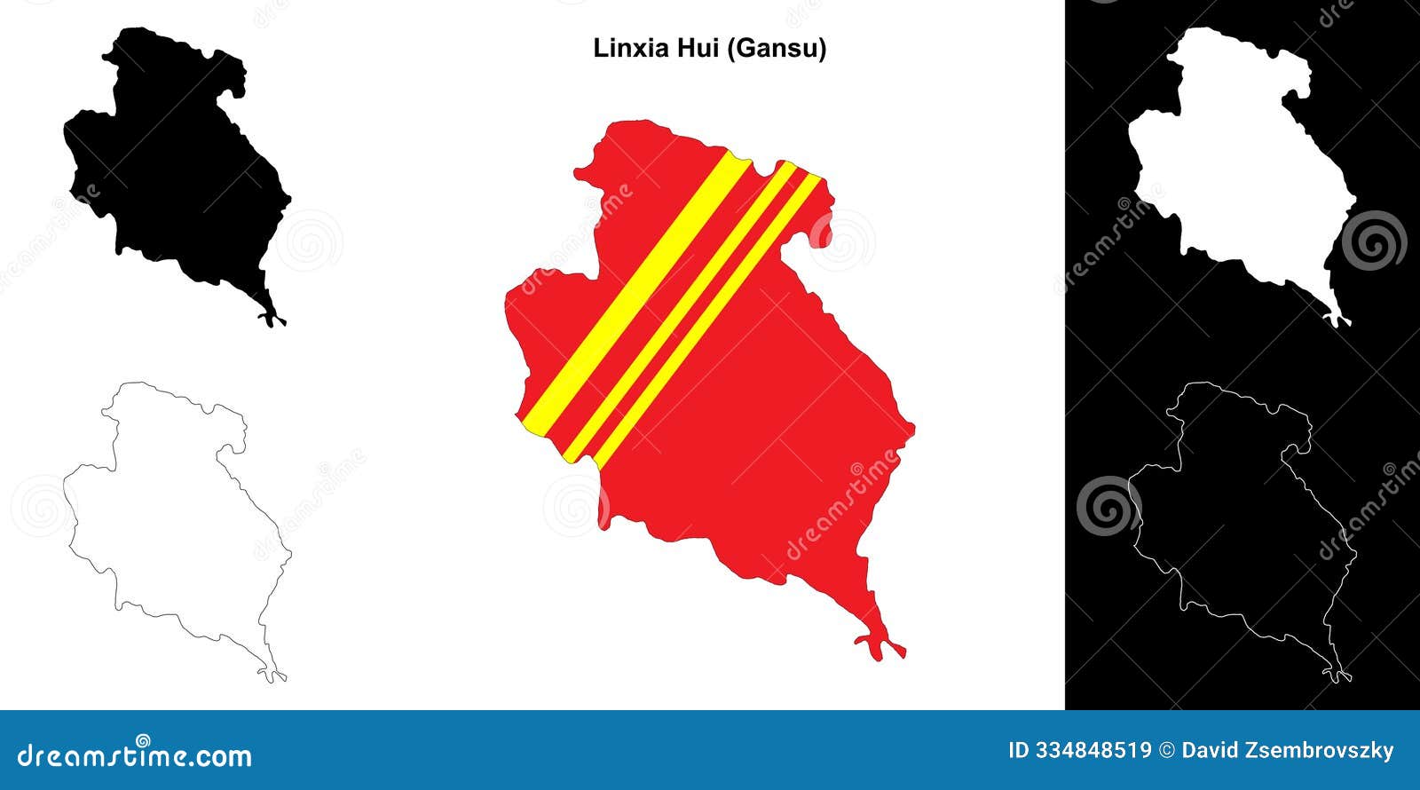 Linxia Hui outline map stock illustration. Illustration of template ...