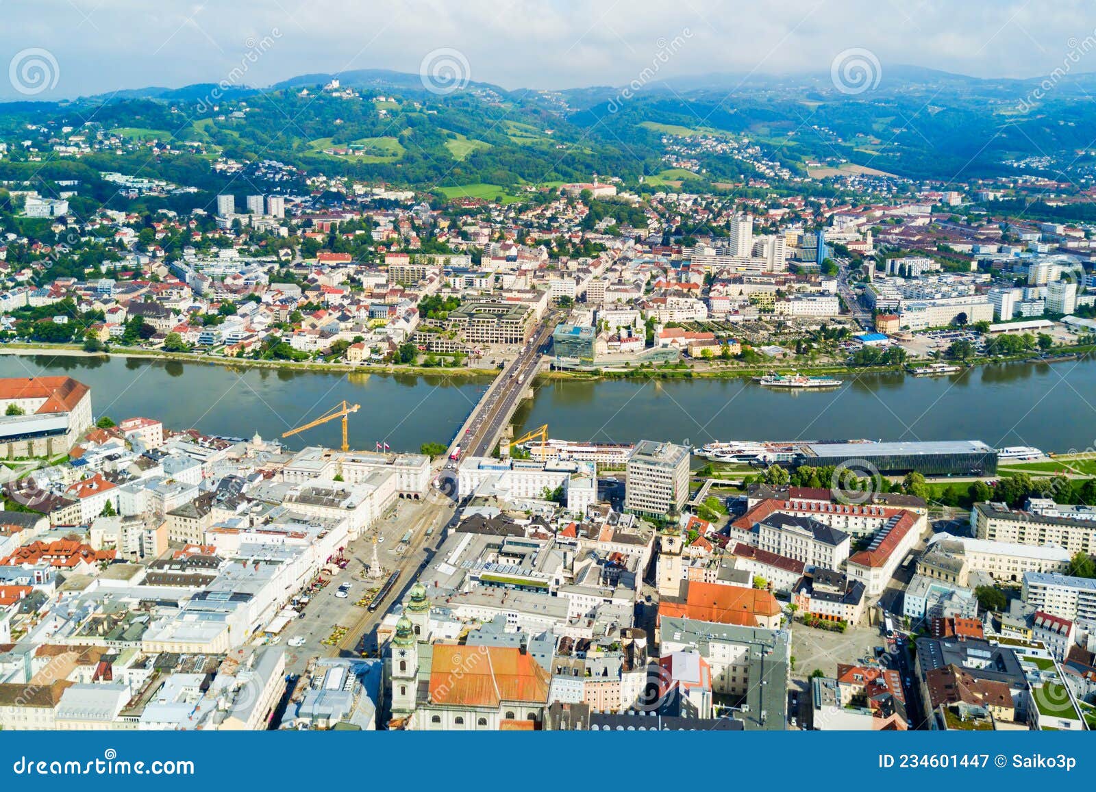 Linz aerial panoramic view stock image. Image of travel - 234601447