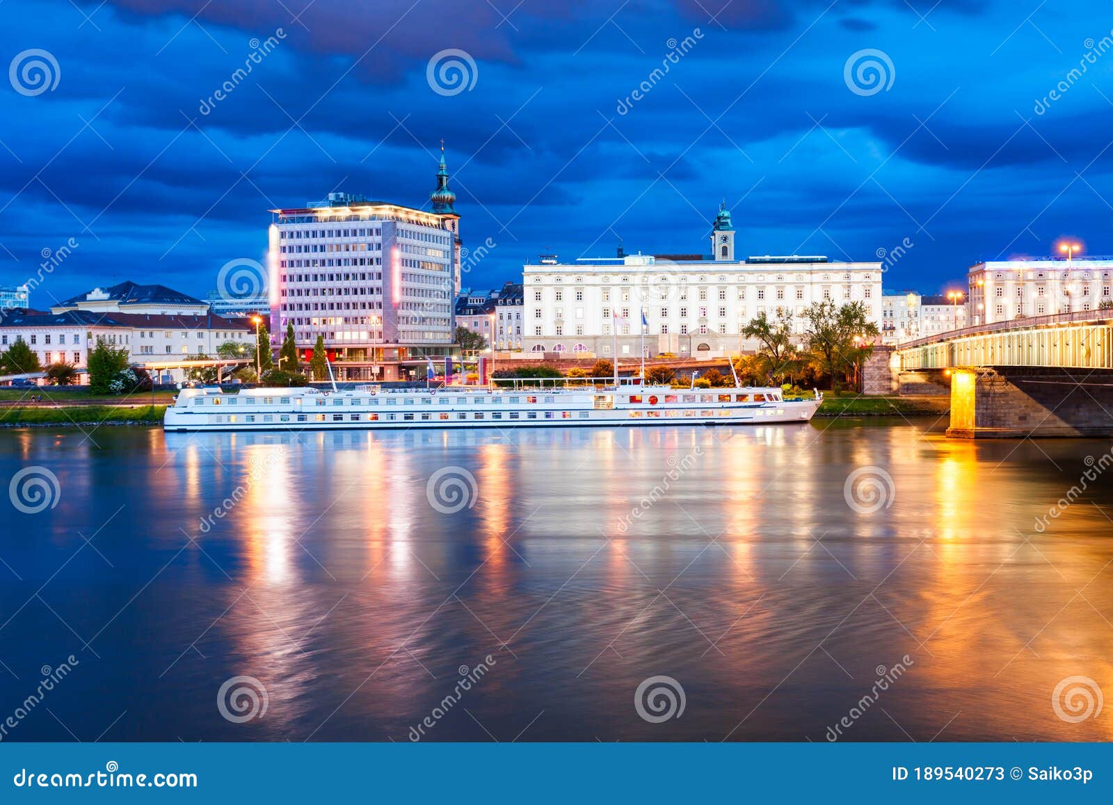 Linz, Danube River in Austria Editorial Stock Photo - Image of building ...