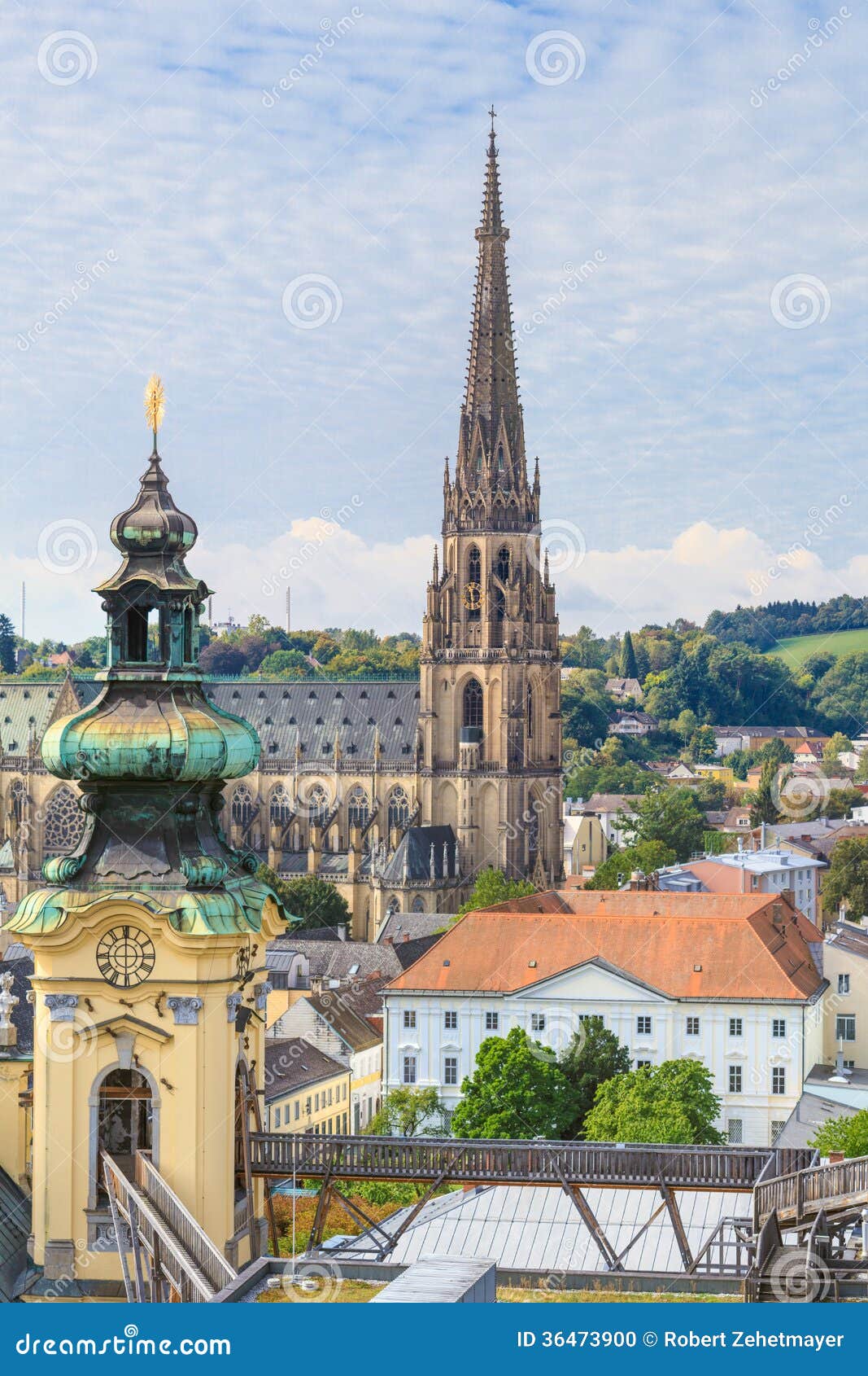 Linz Cityscape with New Cathedral, Austria Stock Photo - Image of ...