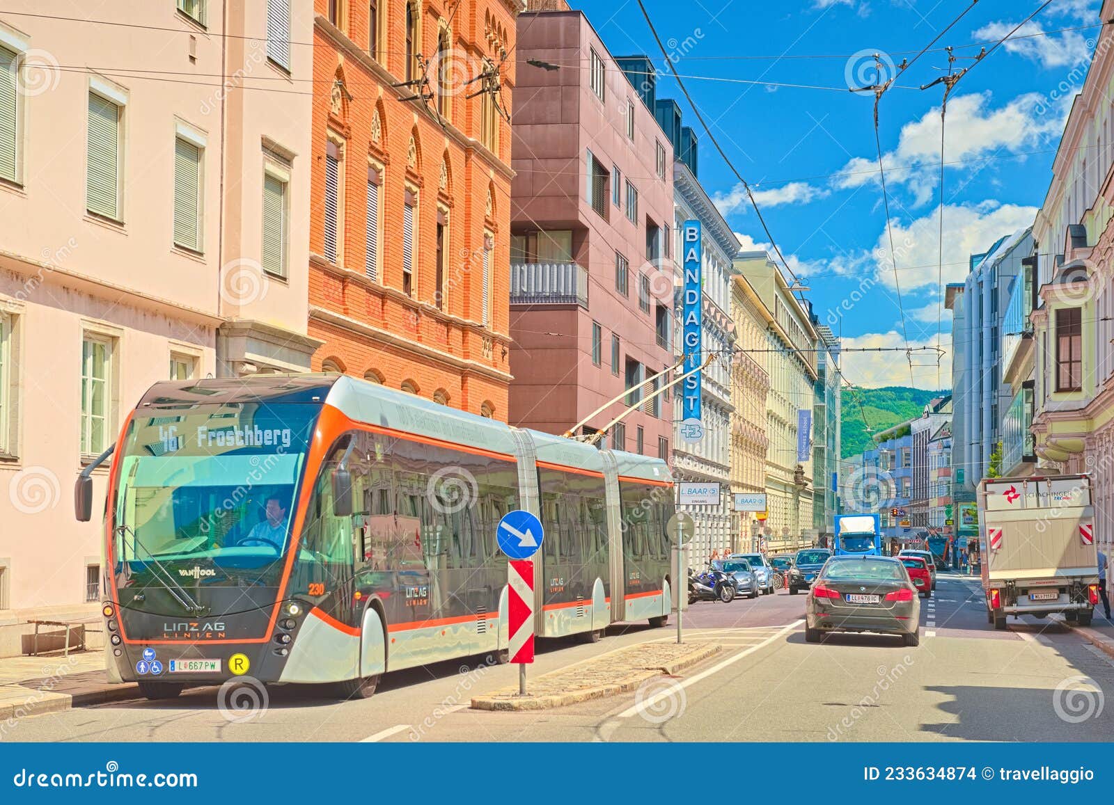 Linz, Austria: View of a Modern Next-generation Trolleybus on One of ...