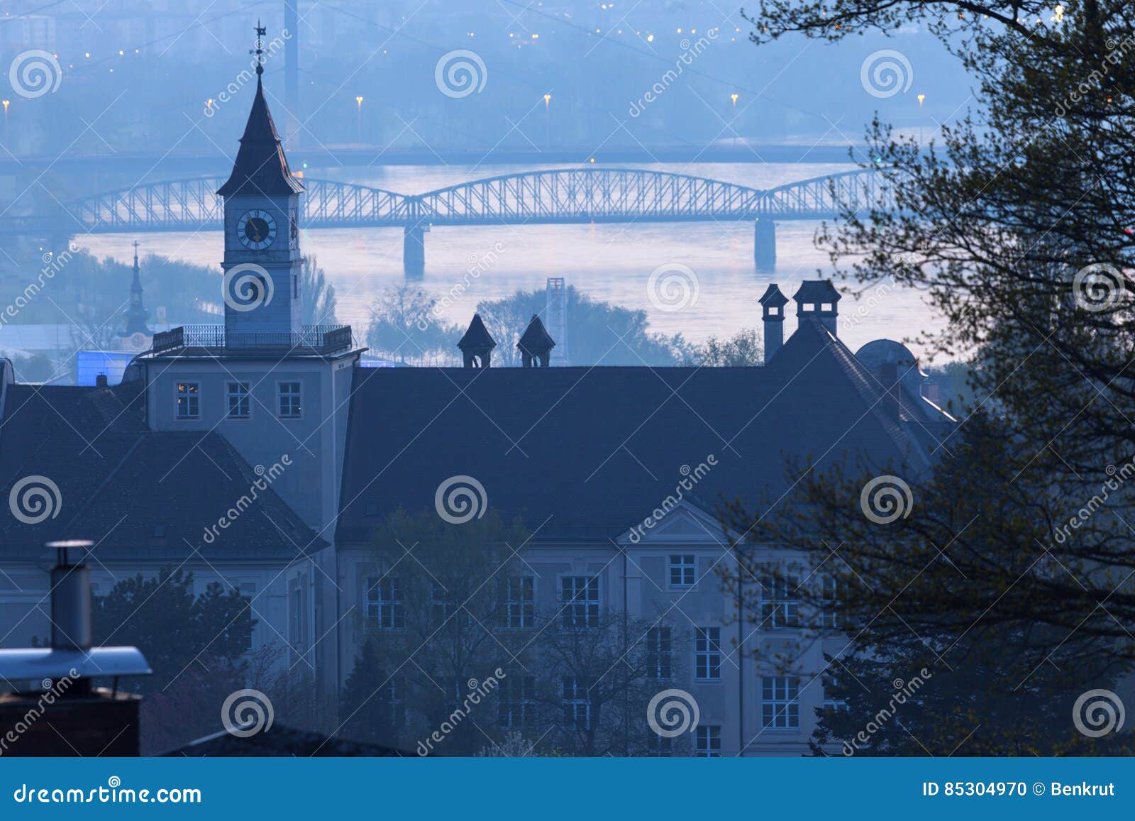 Linz panorama at dawn stock photo. Image of dawn, linz - 85304970