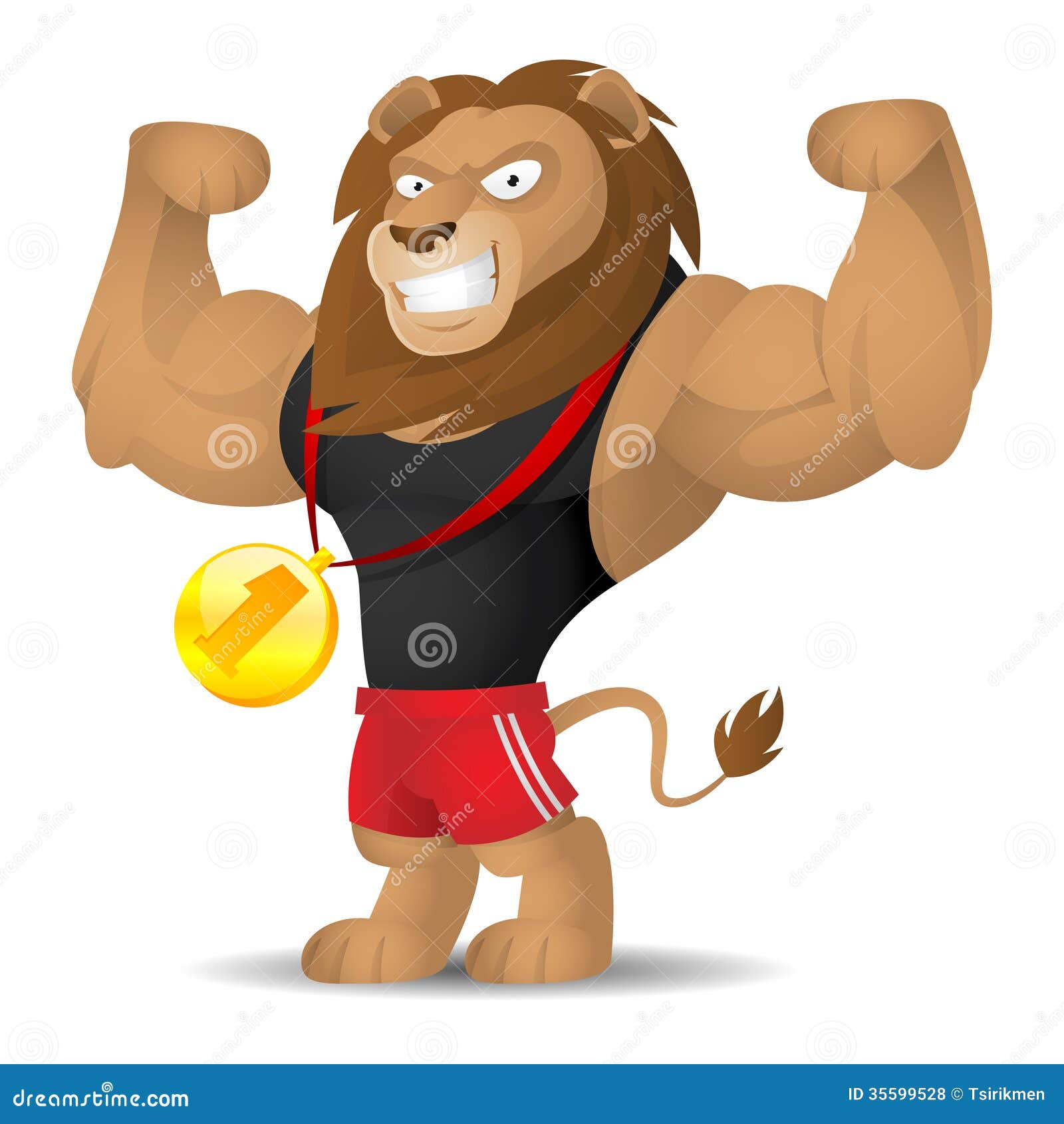 Lion Athlete Shows Muscles Royalty Free Stock Photos - Image: 35599528